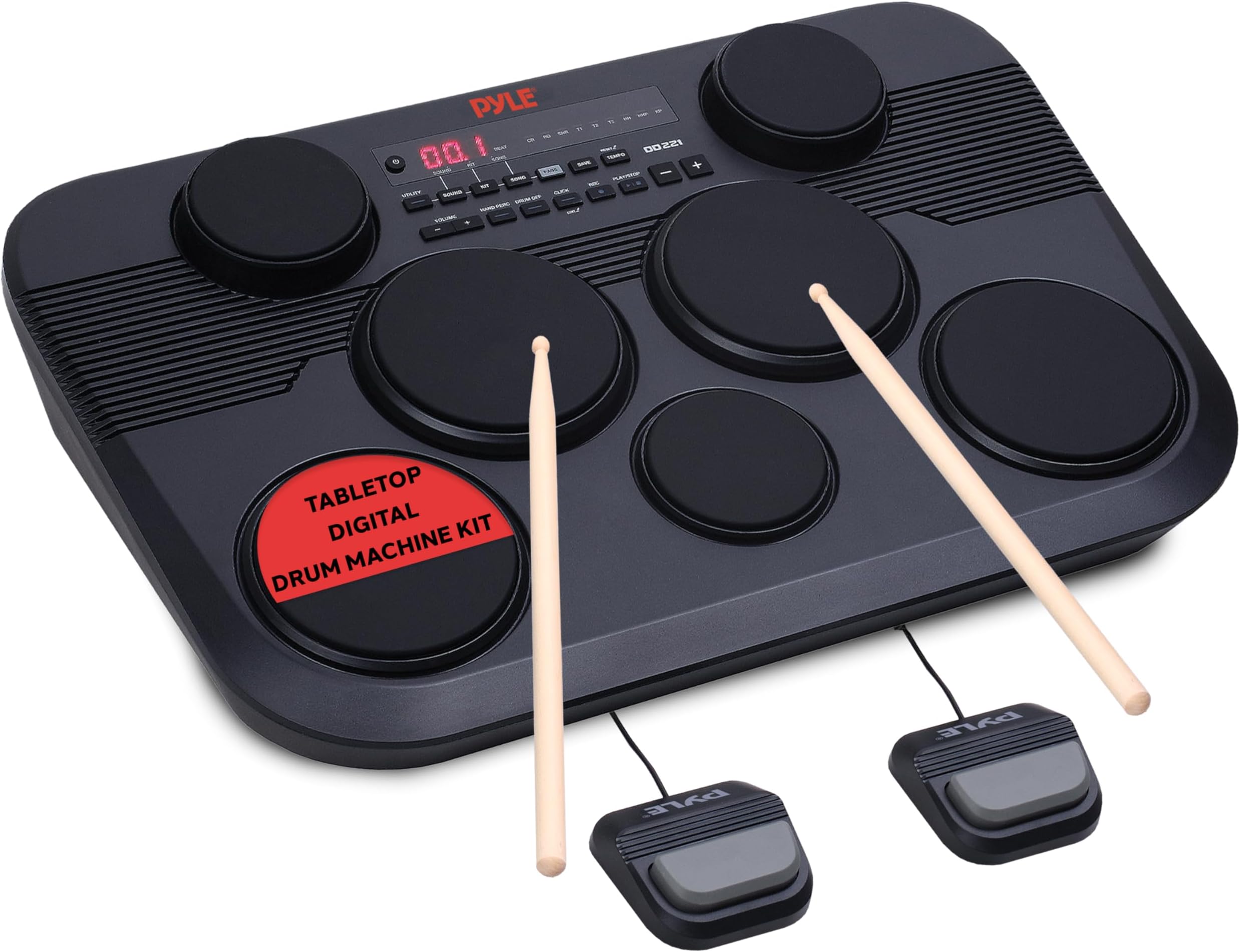Amazon.com: Pyle Electronic Tabletop Digital Drum Set, Compact Portable ...