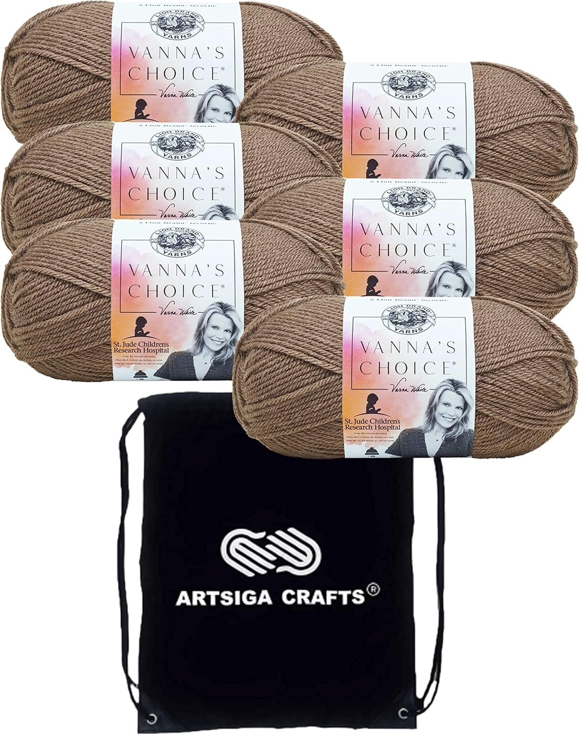Amazon.com: Lion Brand Vanna's Choice Taupe 860-125 (6-Skeins - Same ...