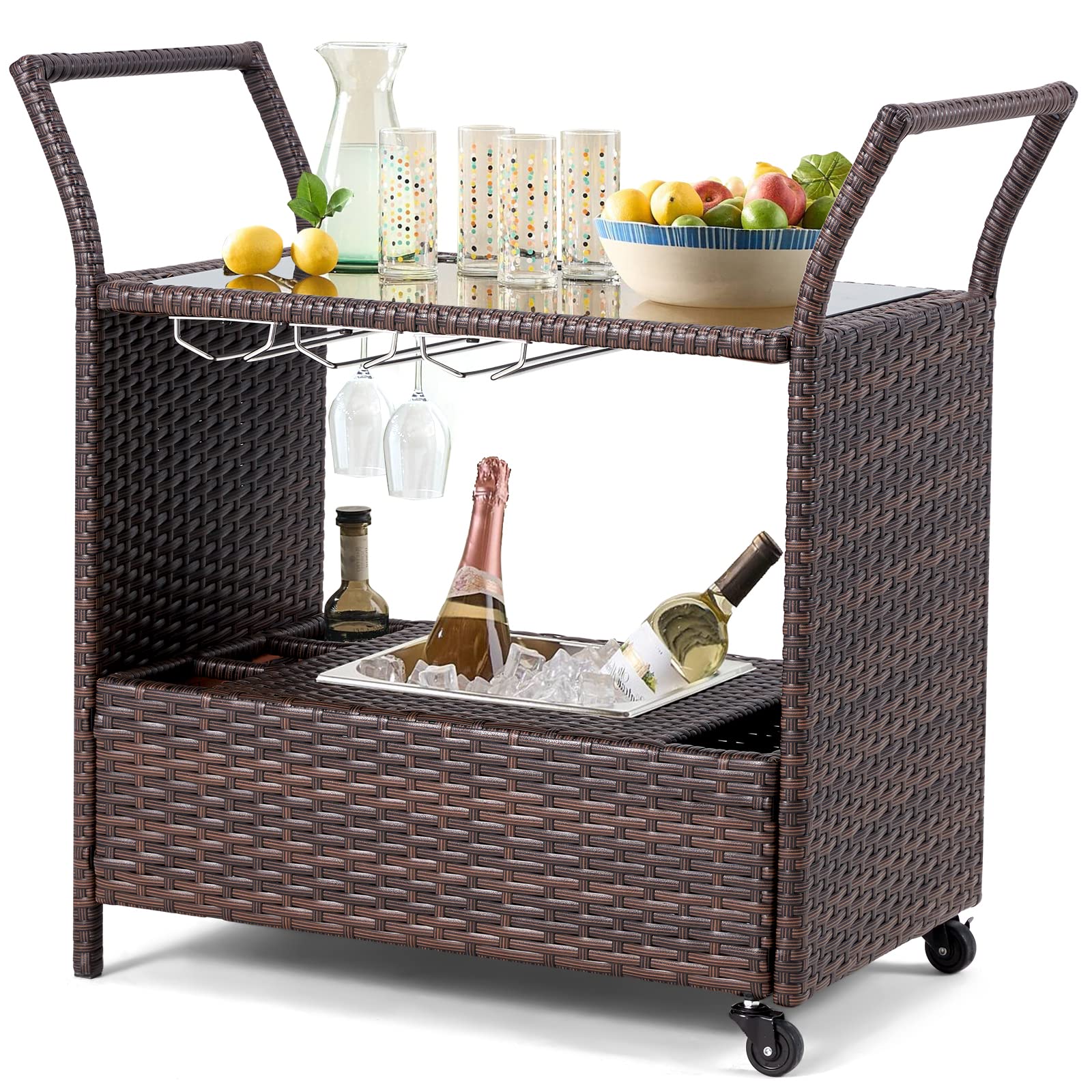 Wicker Outdoor Bar Cart Outdoor Wicker Bar Cart, Kitchen Island Grill ...
