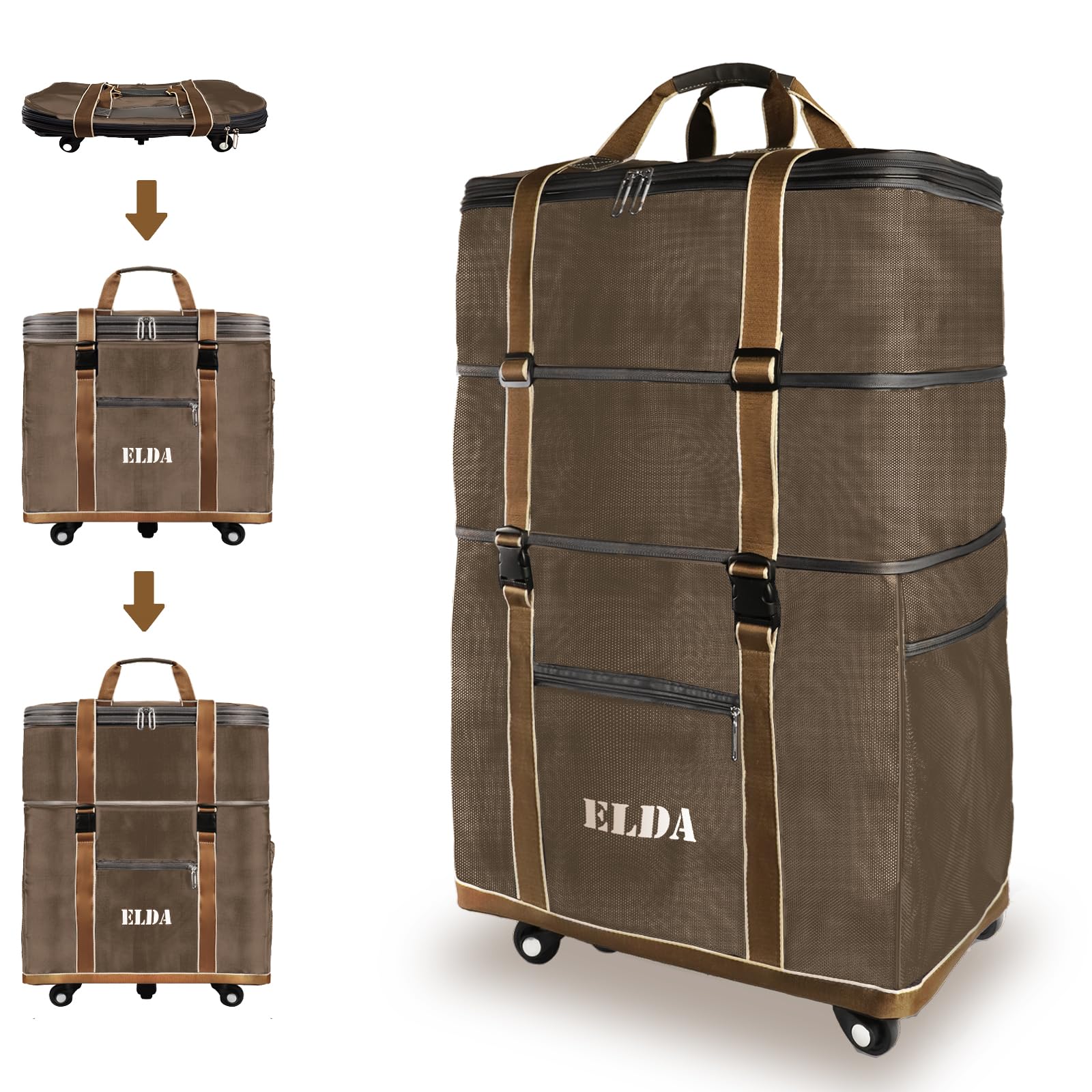 Snapklik.com : ELDA Expandable Foldable Luggage Bag Large Rolling ...