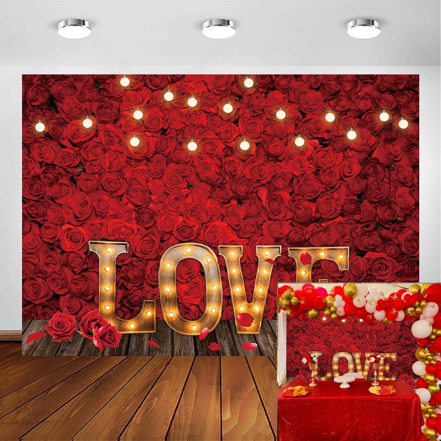 Amazon.com : Mother's Day Red Rose Backdrop Rustic Love Rose Flowers ...