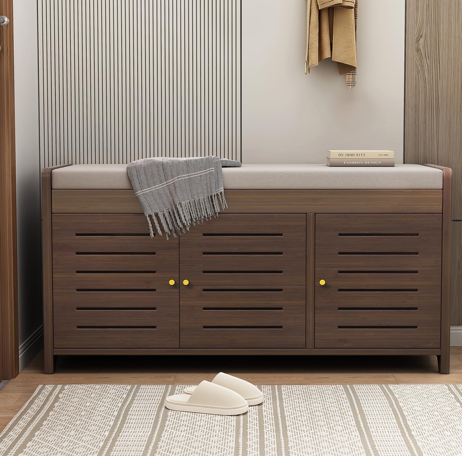 Amazon.com: K KELBEL Shoe Storage Bench Bamboo Shoe Rack Bench with ...