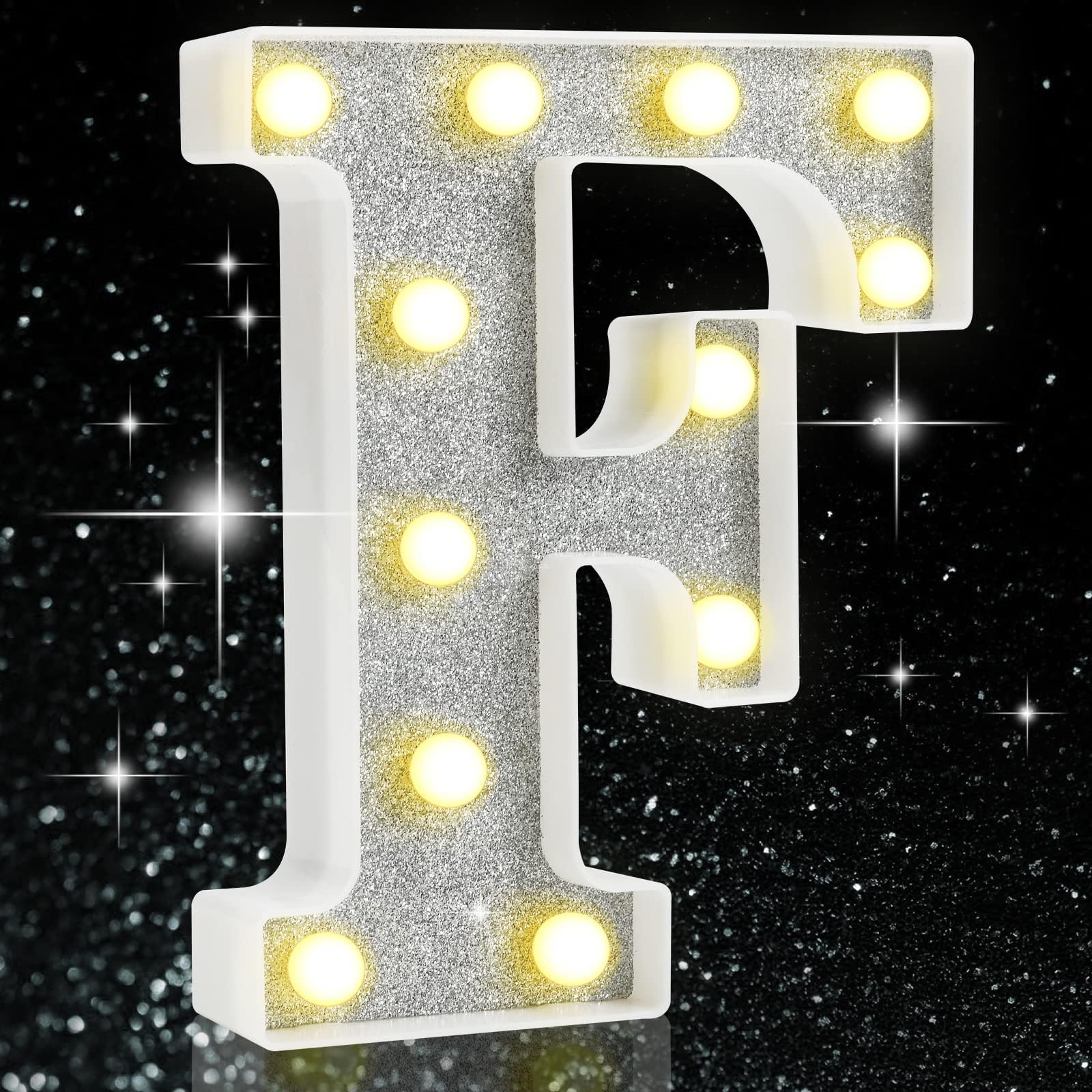 Amazon.com: LED Marquee Letter Lights, Silver Letters Glitter Alphabet ...
