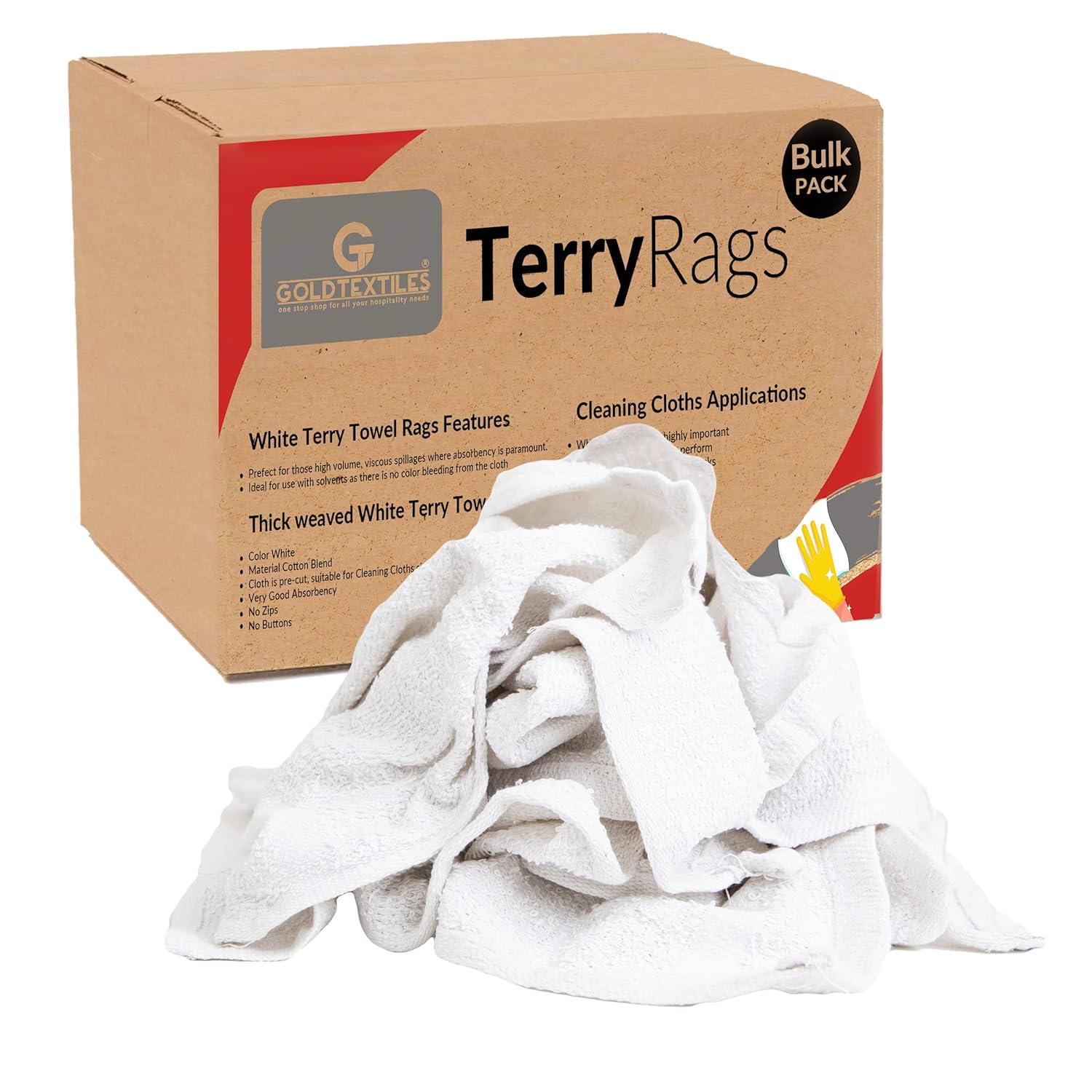 Amazon.com: GOLD TEXTILES White Shop Towels Cotton - 60 Pcs 15x25 ...