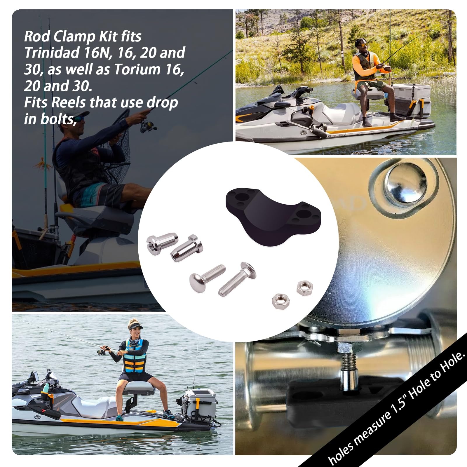 Snapklik.com : XTPTFABS Black Reel Seat Clamp/Rod Clamp Kit Compatible