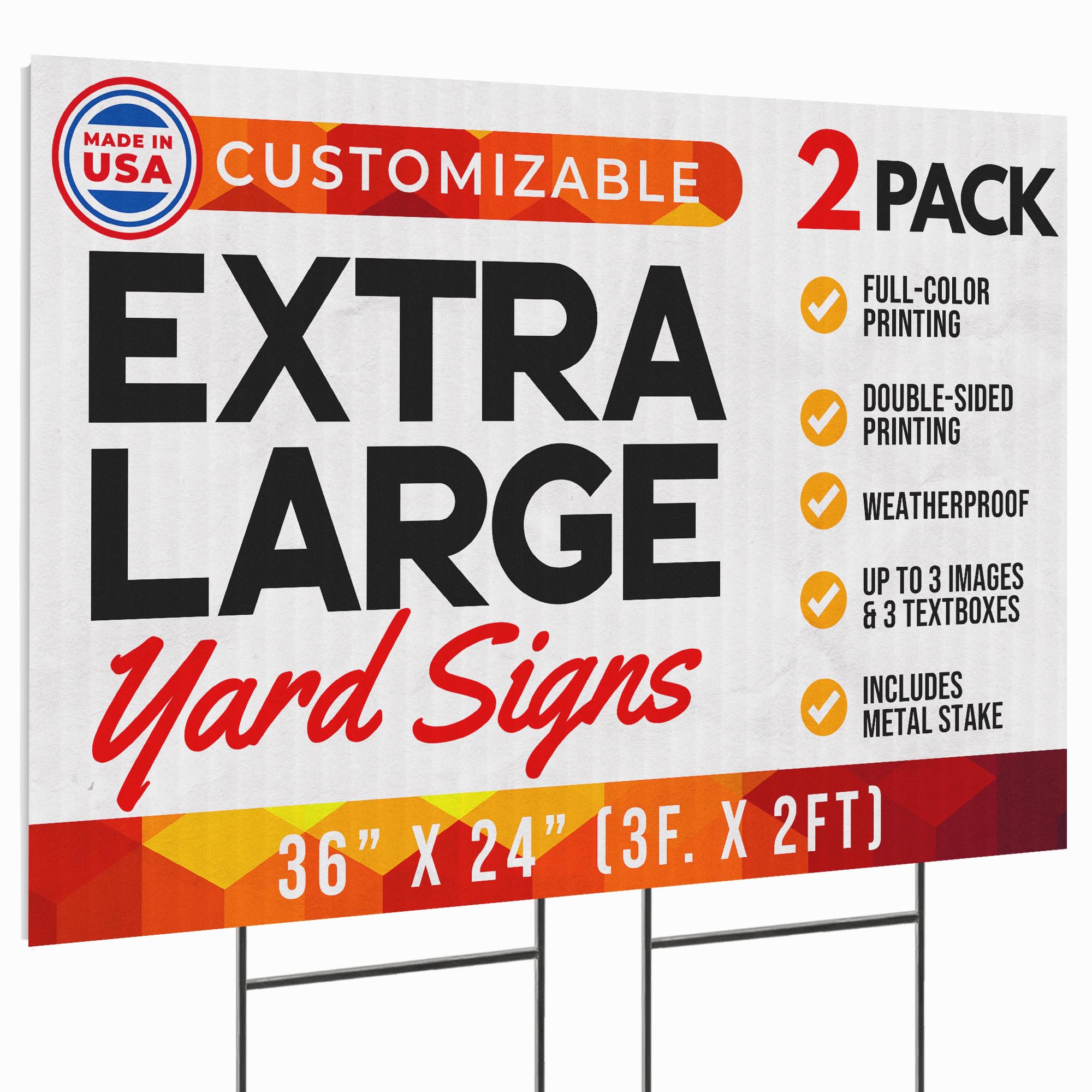Amazon.com : 36"x24" Double Sided Custom Yard Signs with Stakes ...