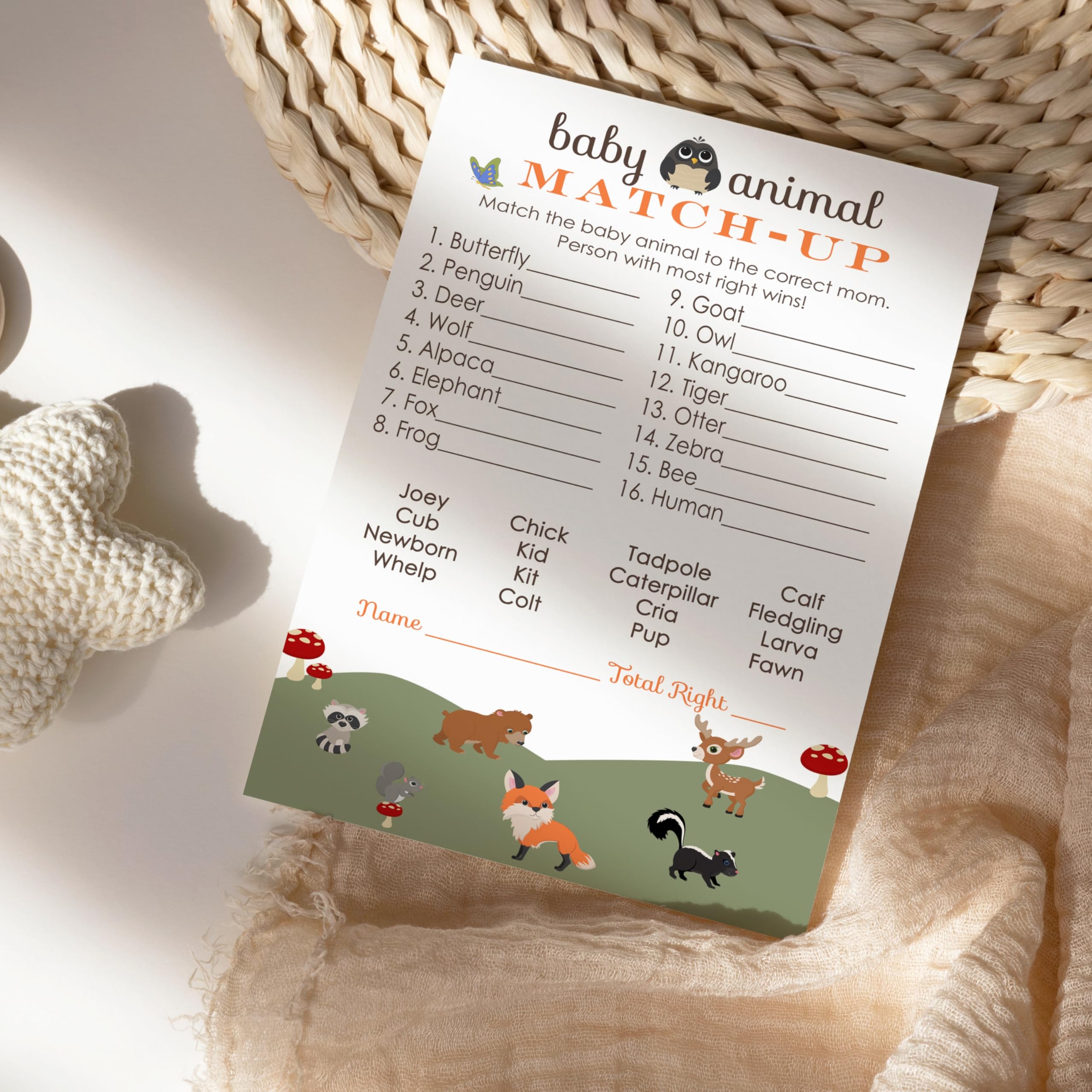 Printable Woodland Animal Baby Shower Games Baby Shower Games Template