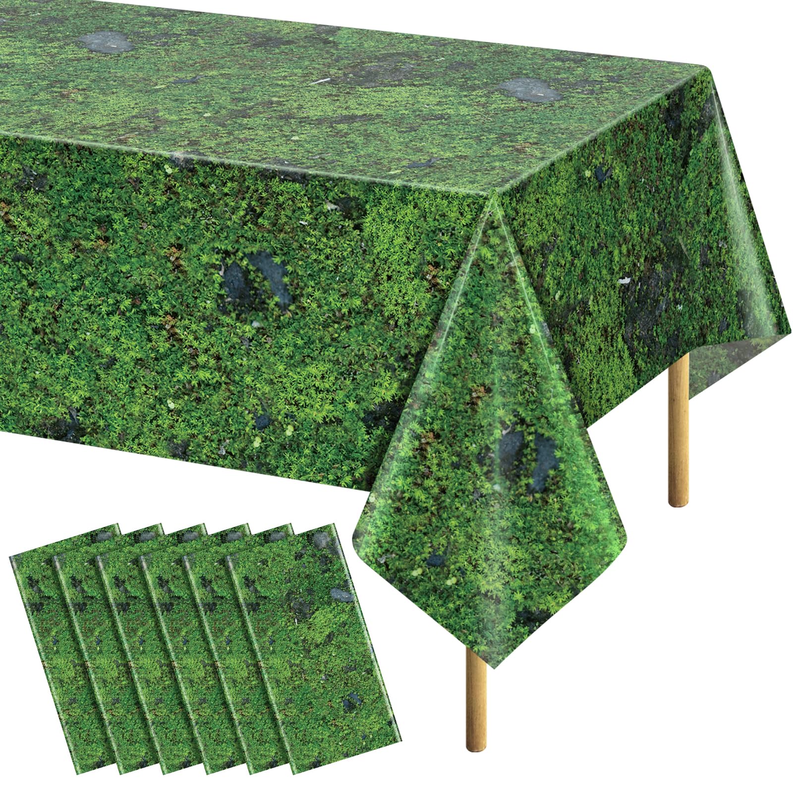 Amazon.com: YIDAKO 6Pcs Green Moss Plastic Tablecloths Green Grass ...