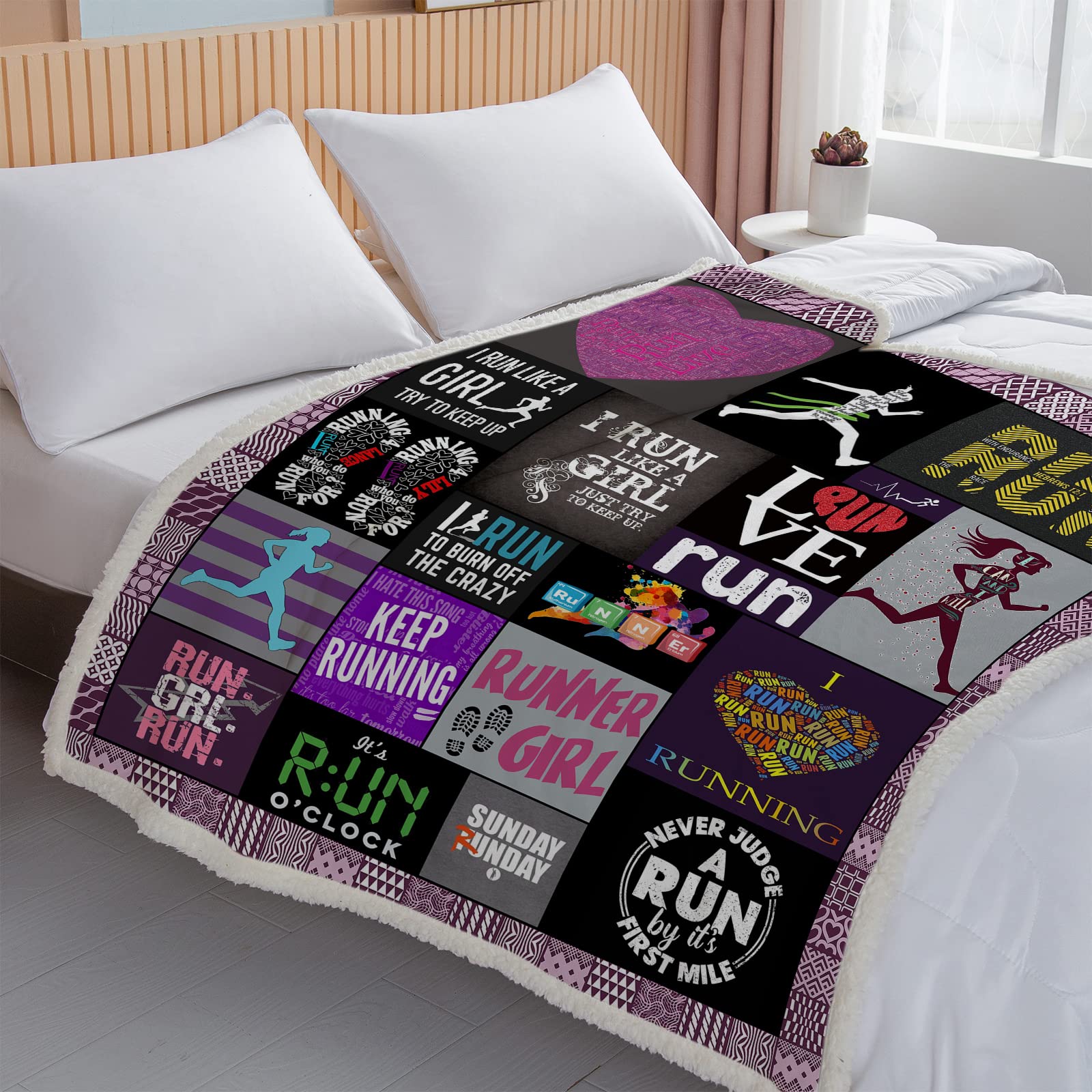 Bedmust Runner Girl Throw Blanket Try to Keep Up Love Running Blanket ...