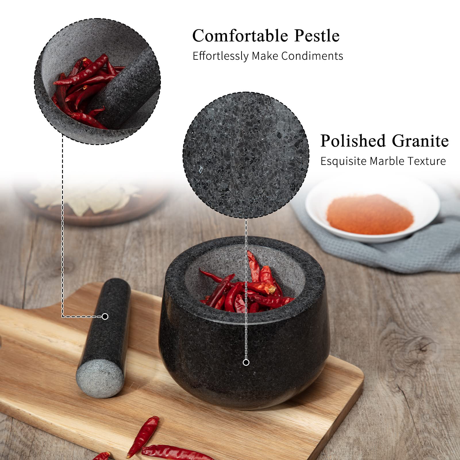 Snapklik.com : 6 Inch Mortar And Pestle Set, Granite Mortar And Pestle ...