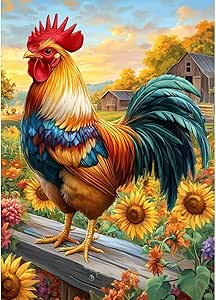 MEIYUDA Chicken Diamond Painting Kits for Adults, 5D DIY Rooster and ...
