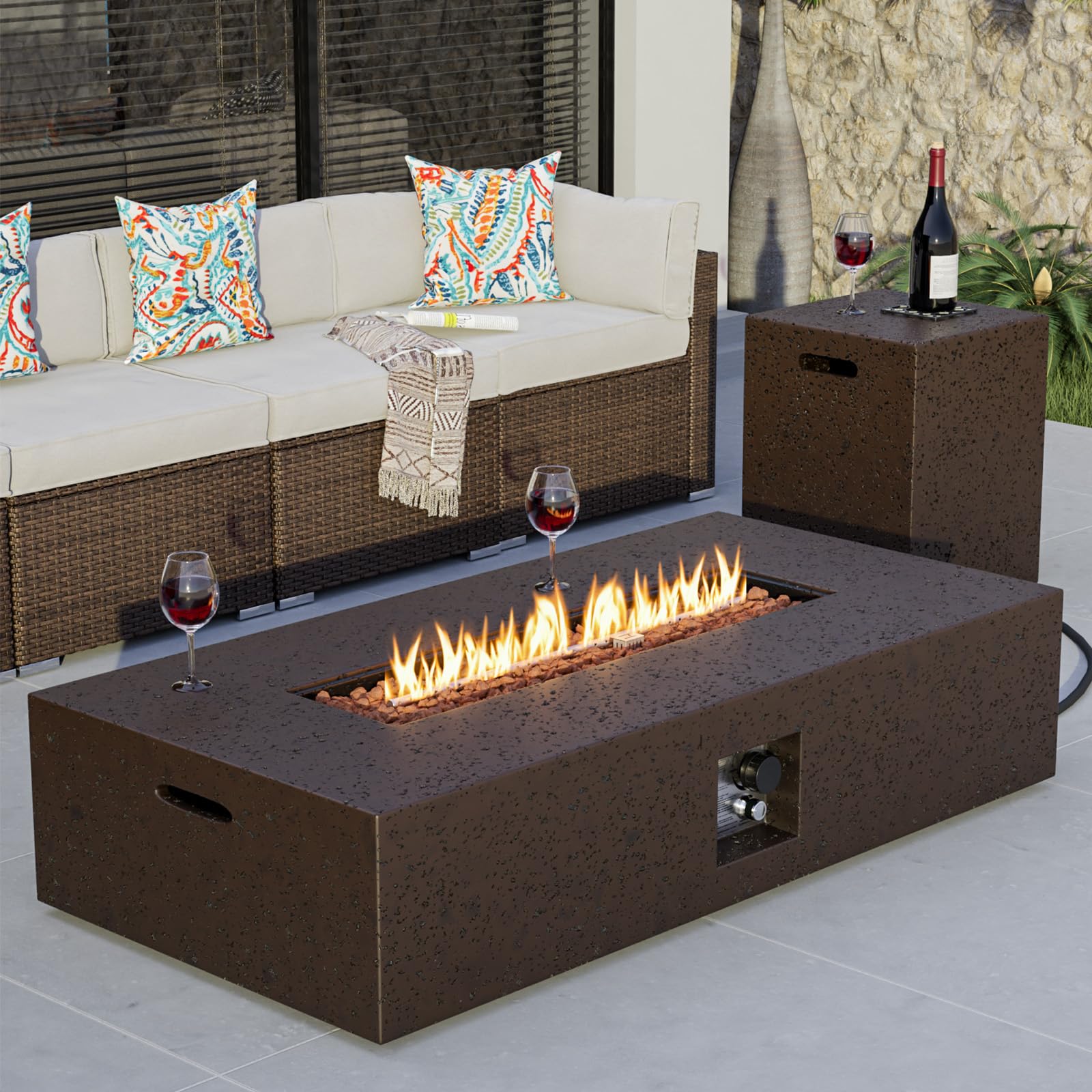 Amazon.com: COSIEST 56-inch x 28-inch Outdoor Propane Fire Pit Coffee ...