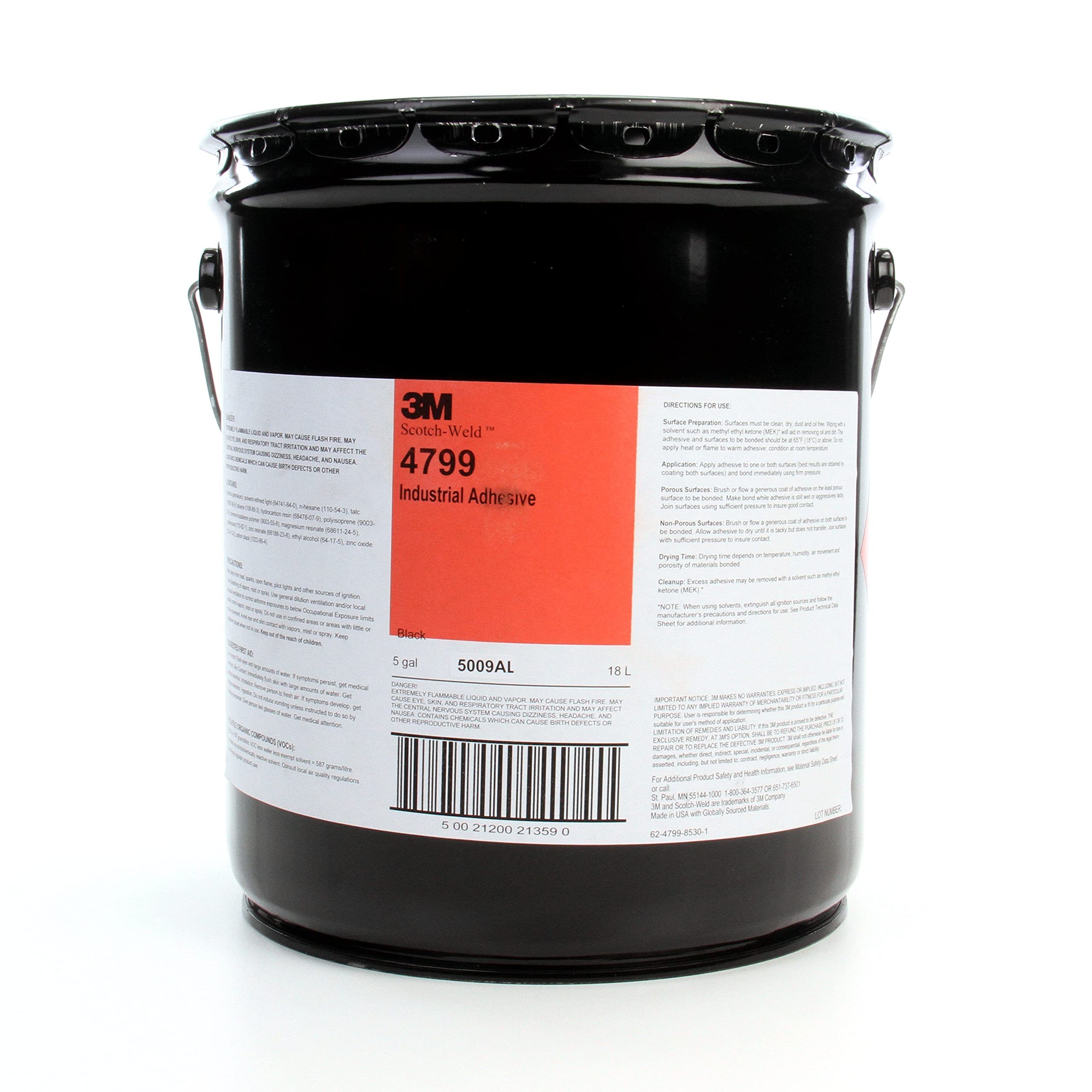 3M Industrial 4799 Adhesive - Black Liquid 5 gal Can - [PRICE is per ...