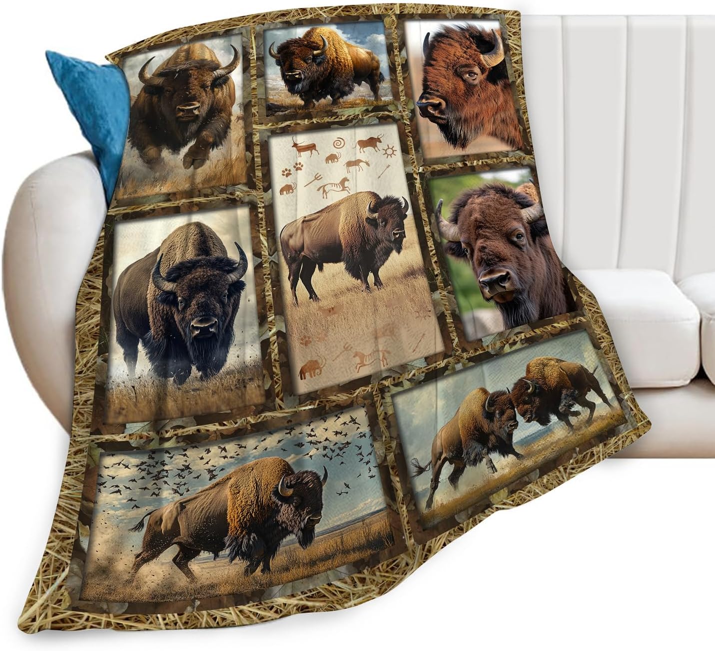 Amazon.com: Bison Blanket Decor Gifts for Bison Lovers Flannel Fleece ...