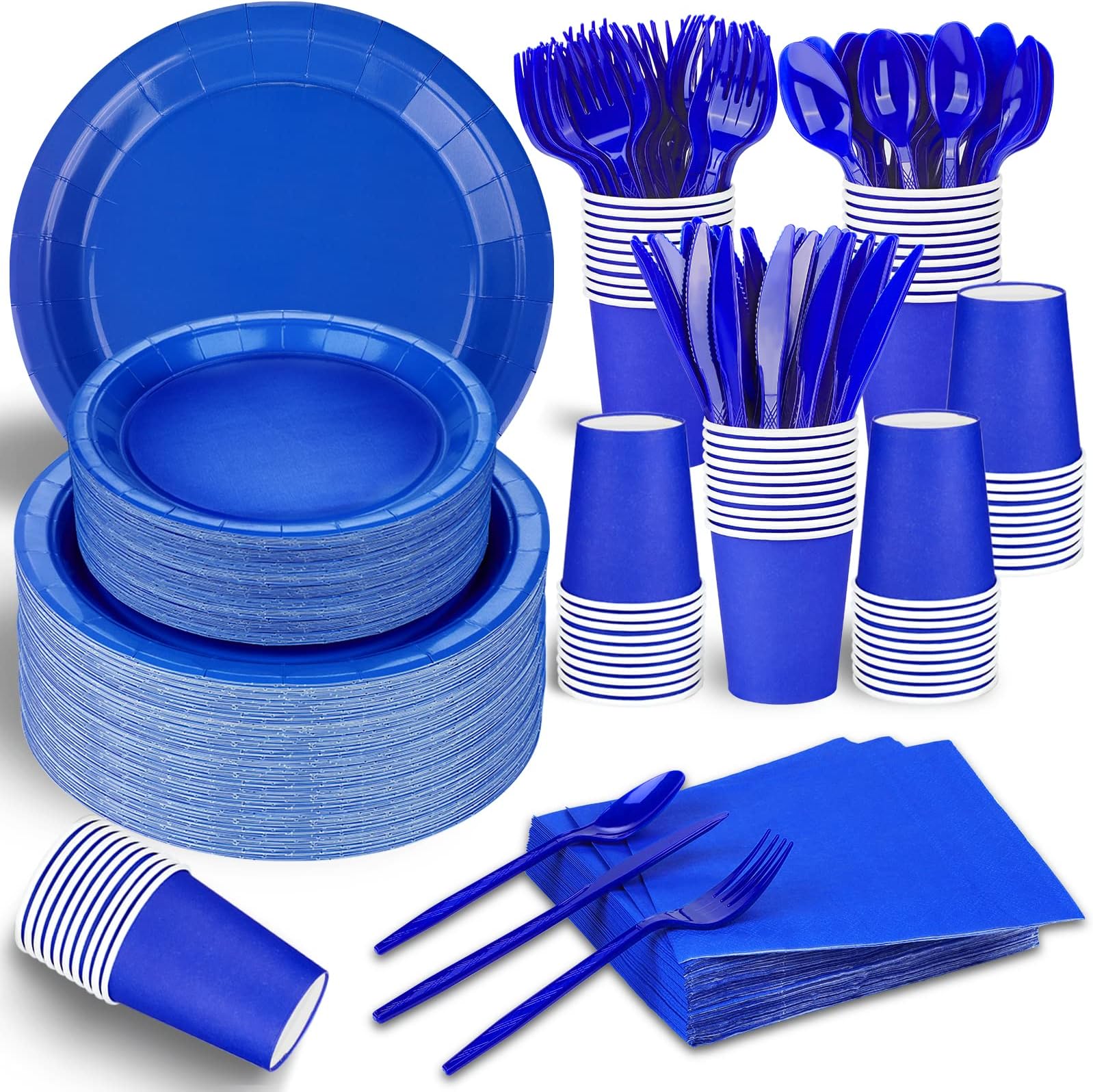Amazon.com: TWOWYHI 228PCS Blue Party Supplies Set Include Paper Plates ...