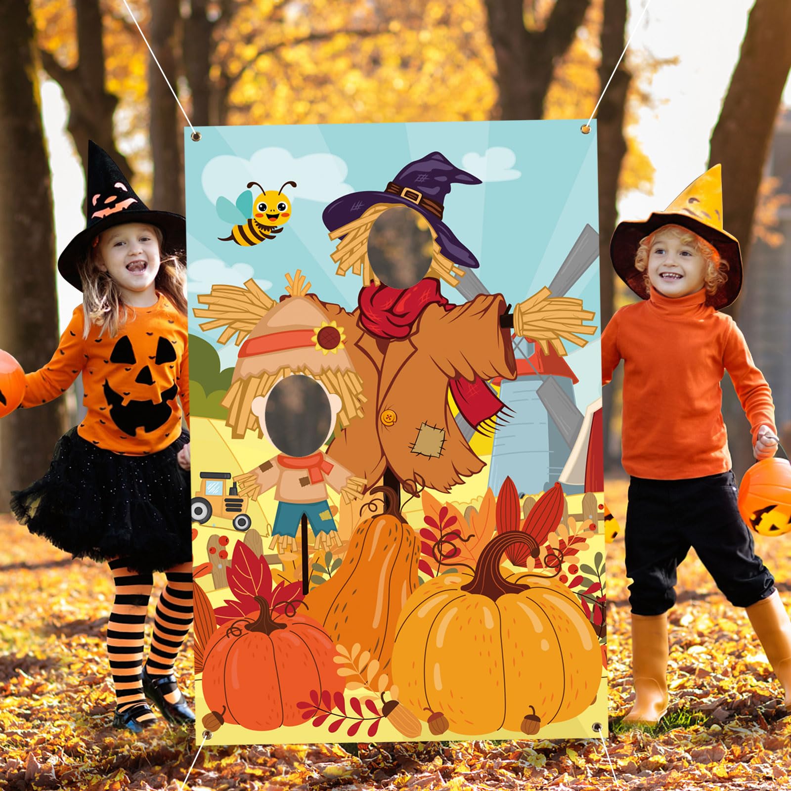 Amazon.com : CCINEE Thanksgiving Scarecrow Photo Booth Backdrop,1 Pack ...