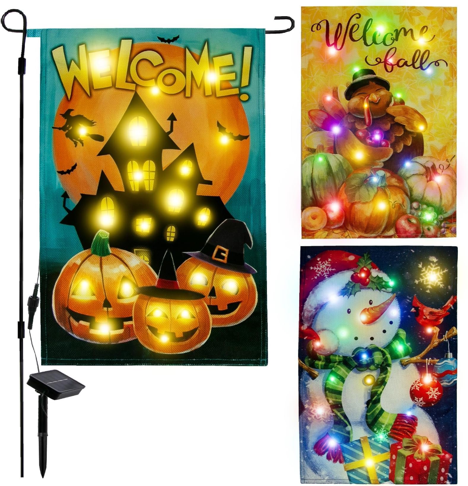 Amazon.com : Flagmax New Year Garden Flags,8 Lighting Modes LED New ...