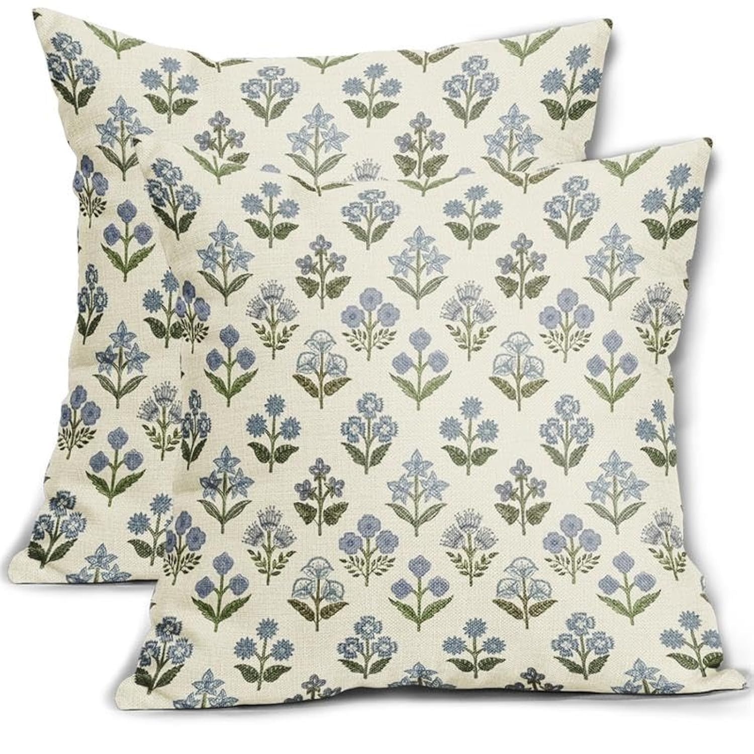 Amazon.com: Sivirary Blue Green Block Print Pillow Covers 24x24 Inch ...