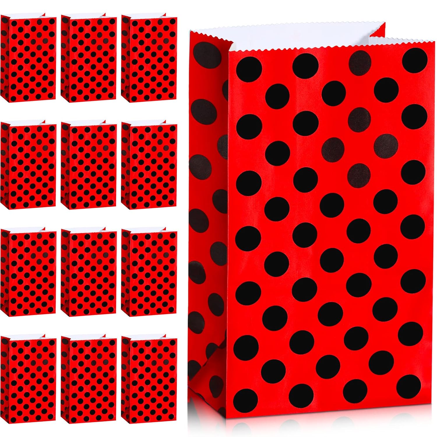 28 Pack Ladybug Party Bags Ladybug Treat Paper Bags Red Black Polka ...