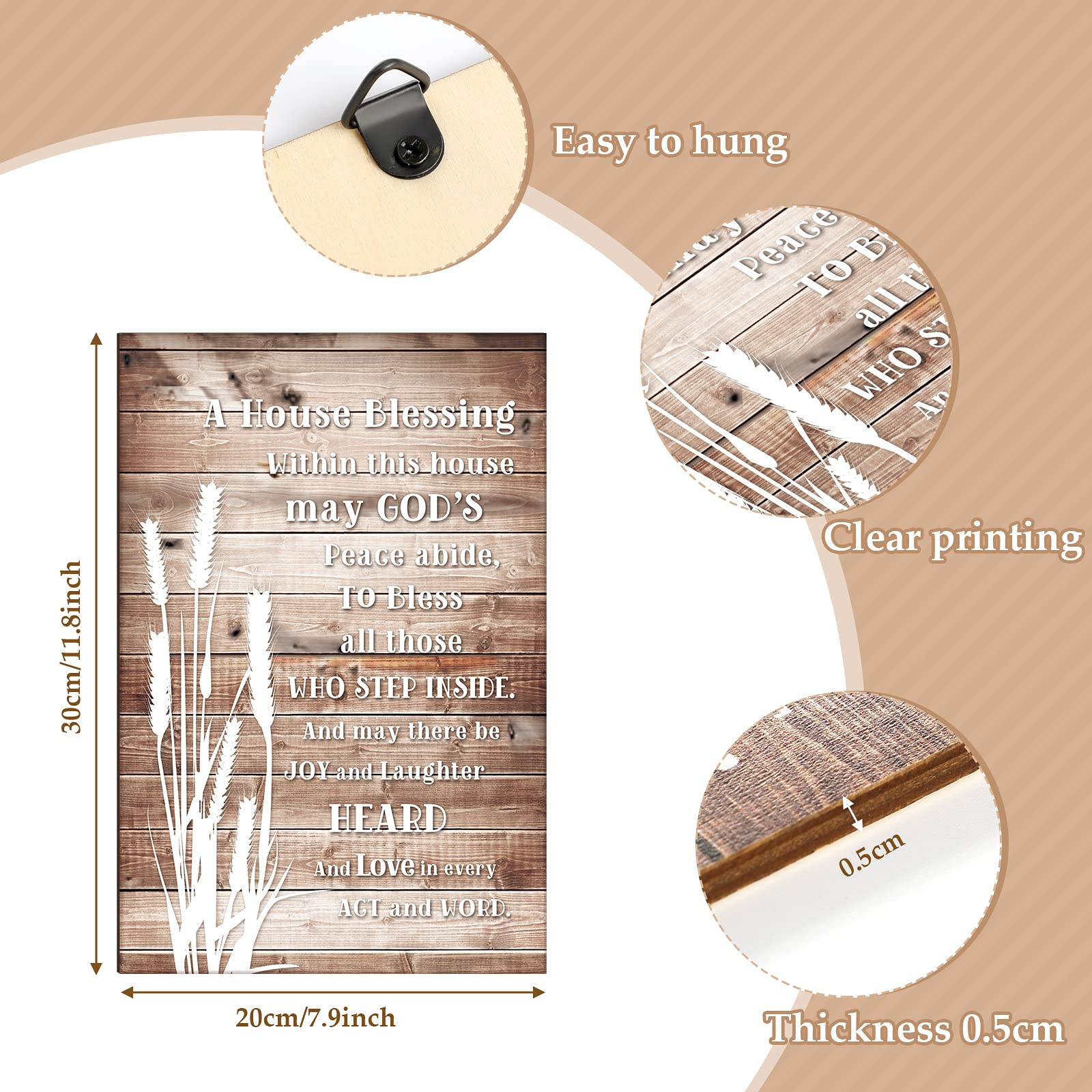 Buy House Blessing Hanging Wooden Sign Christian Bible Verse Wall Decor ...