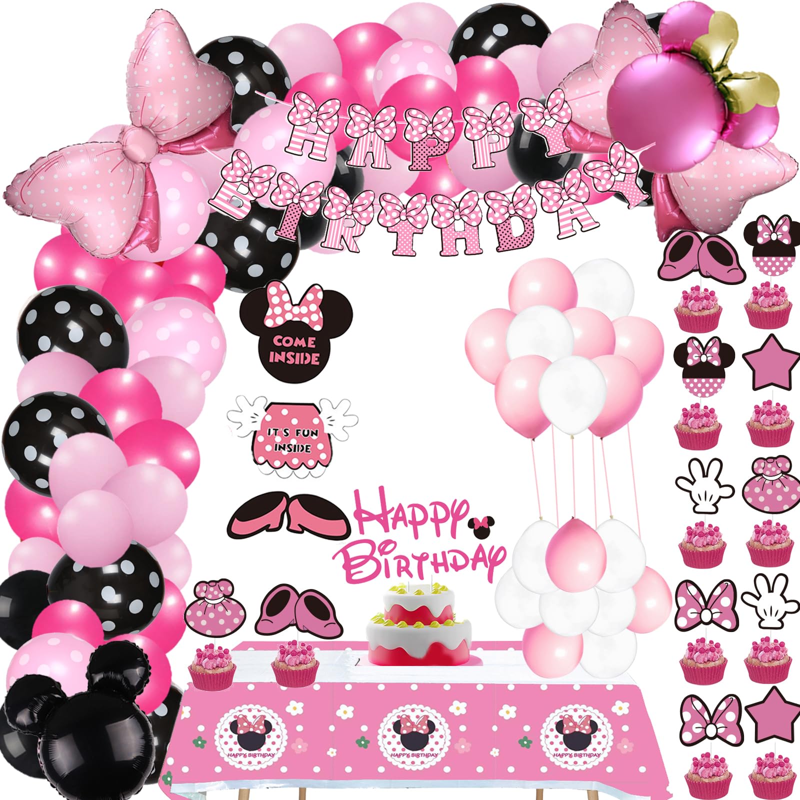 Amazon.com: Minnie Party Decoration, Minnie Birthday Party Supplies ...