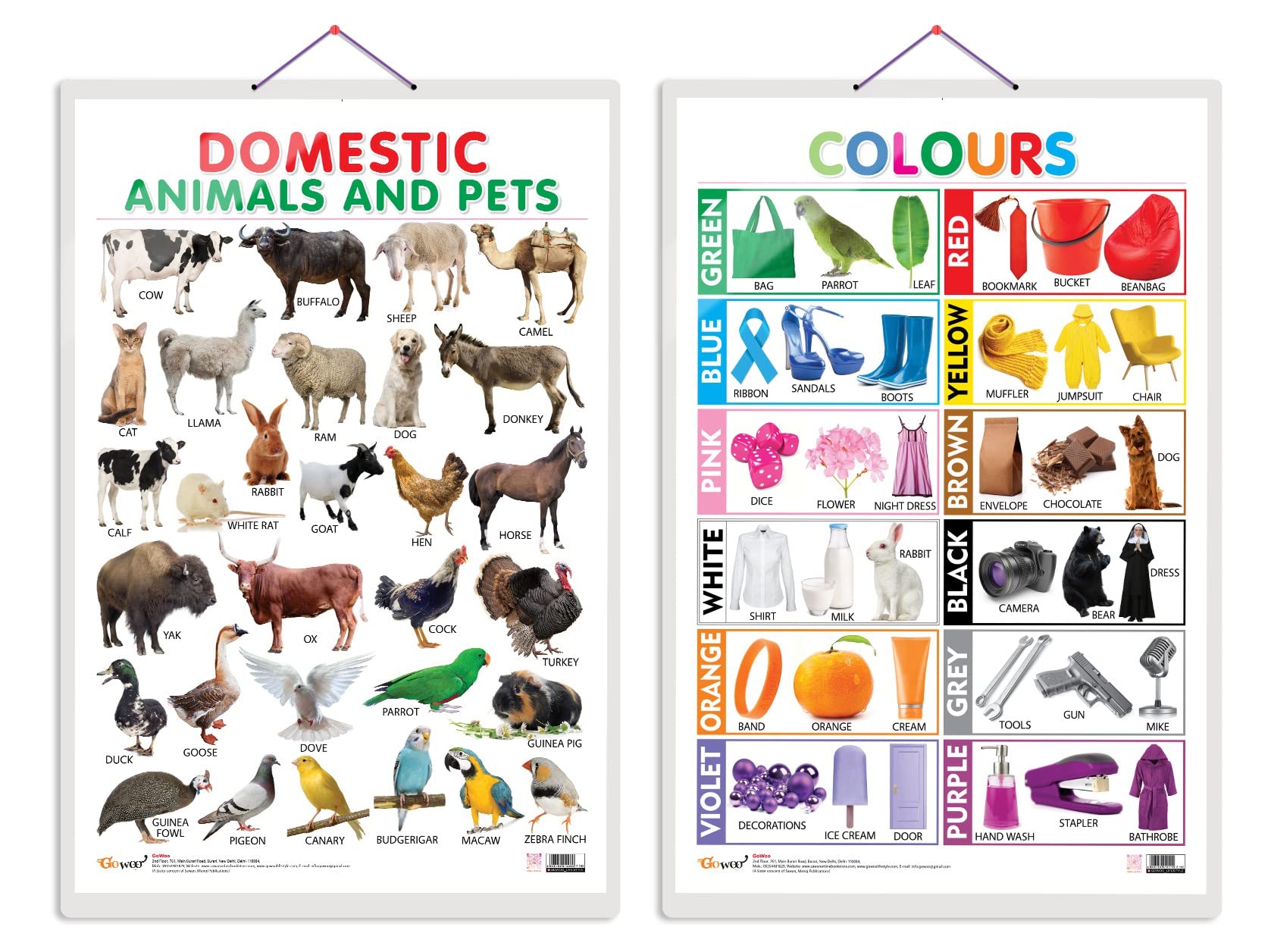 Set of 2 Domestic Animals and Pets and Colours Early Learning ...