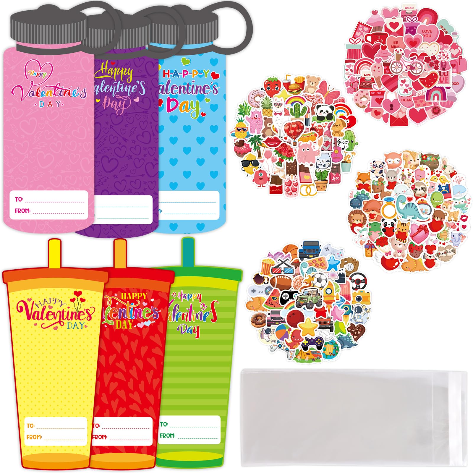 Amazon.com: Valentines Day Cards and Stickers for Kids 24Pcs Water ...