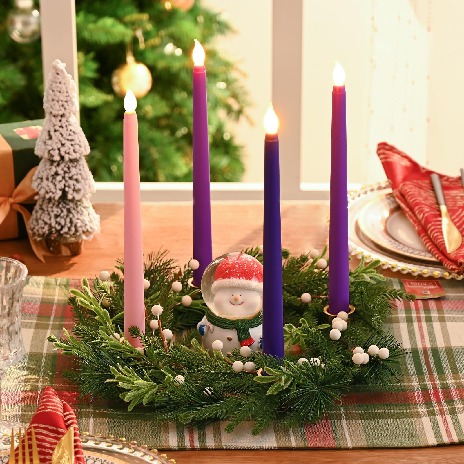 Amazon.com: Newtay 1 Pack Christmas Advent Wreath Candle Holder 5 ...