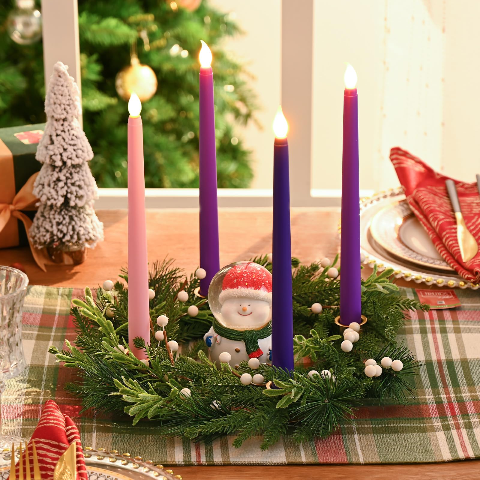 Amazon.com: Dolicer 13.5 Inch Christmas Advent Wreath Candle Holder ...