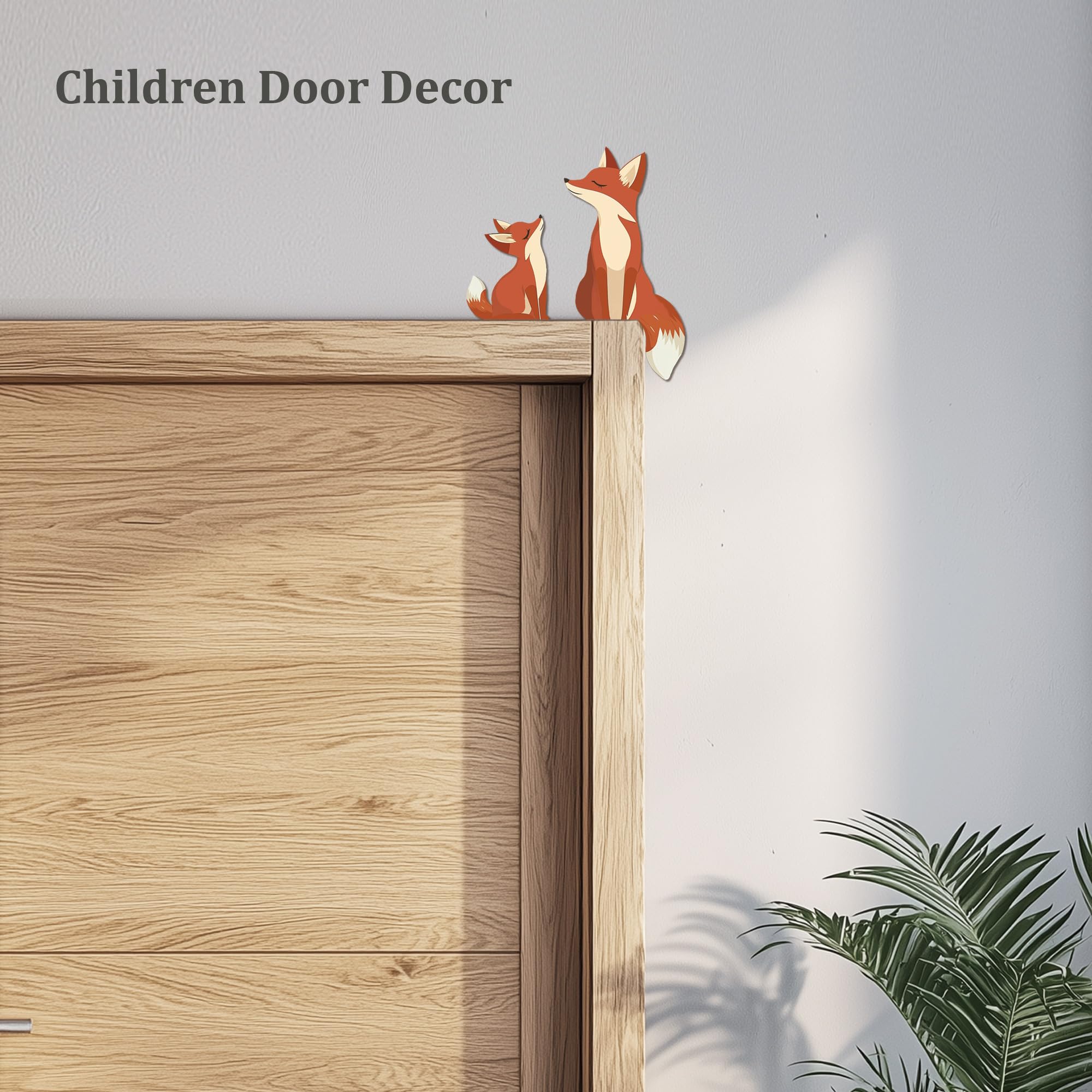 Snapklik.com : 2 Cute Wooden Foxes Door Topper Home Frame Decor Little ...
