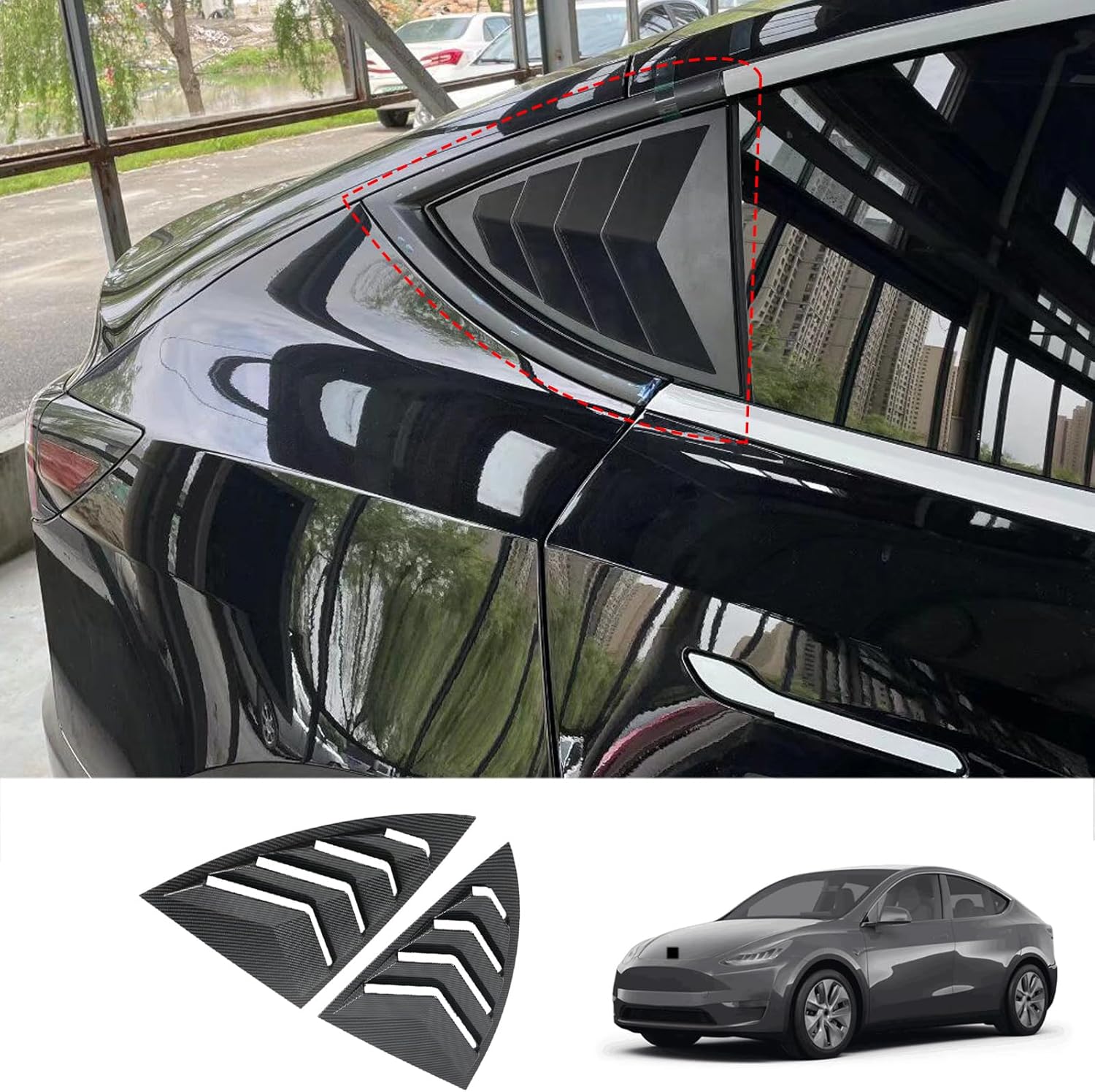 Amazon.com: APEXRA Car Rear Side Window Shutters, for Tesla Model Y ...