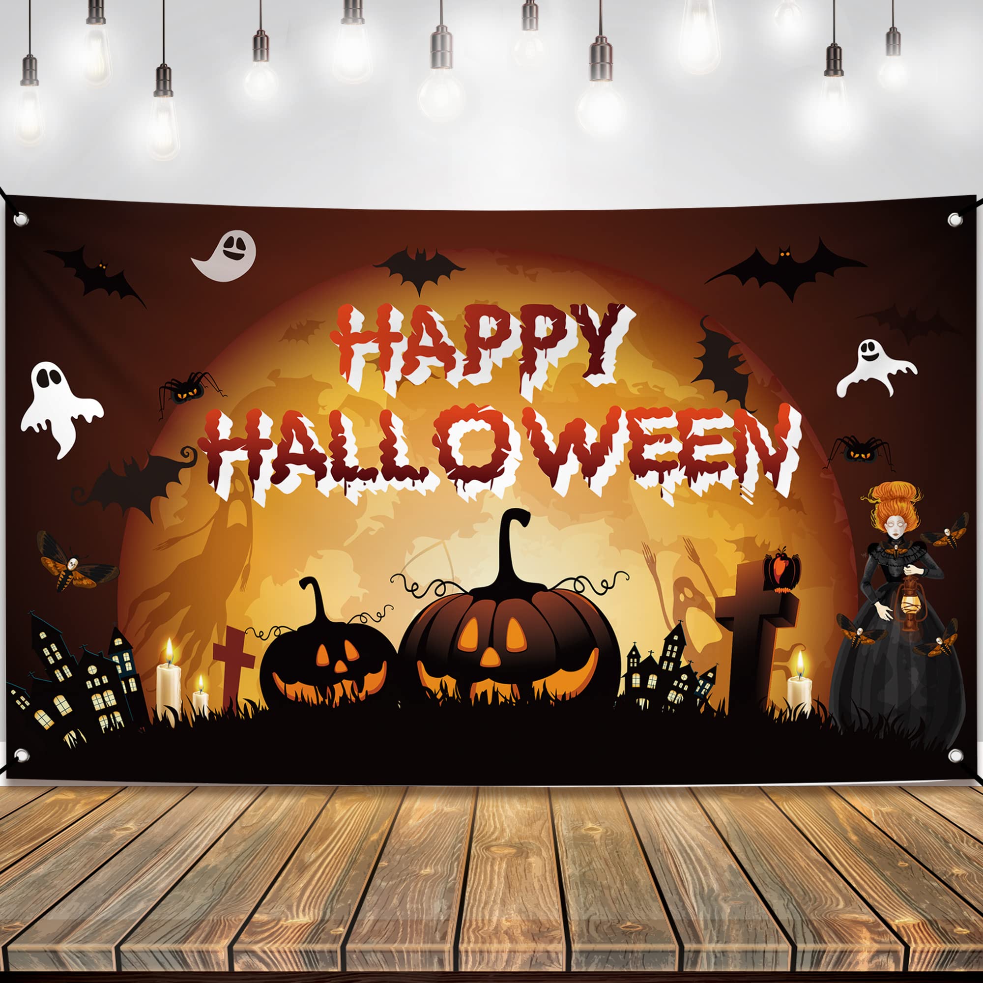 Amazon.com: KatchOn, Haunted Happy Halloween Backdrop - XtraLarge ...