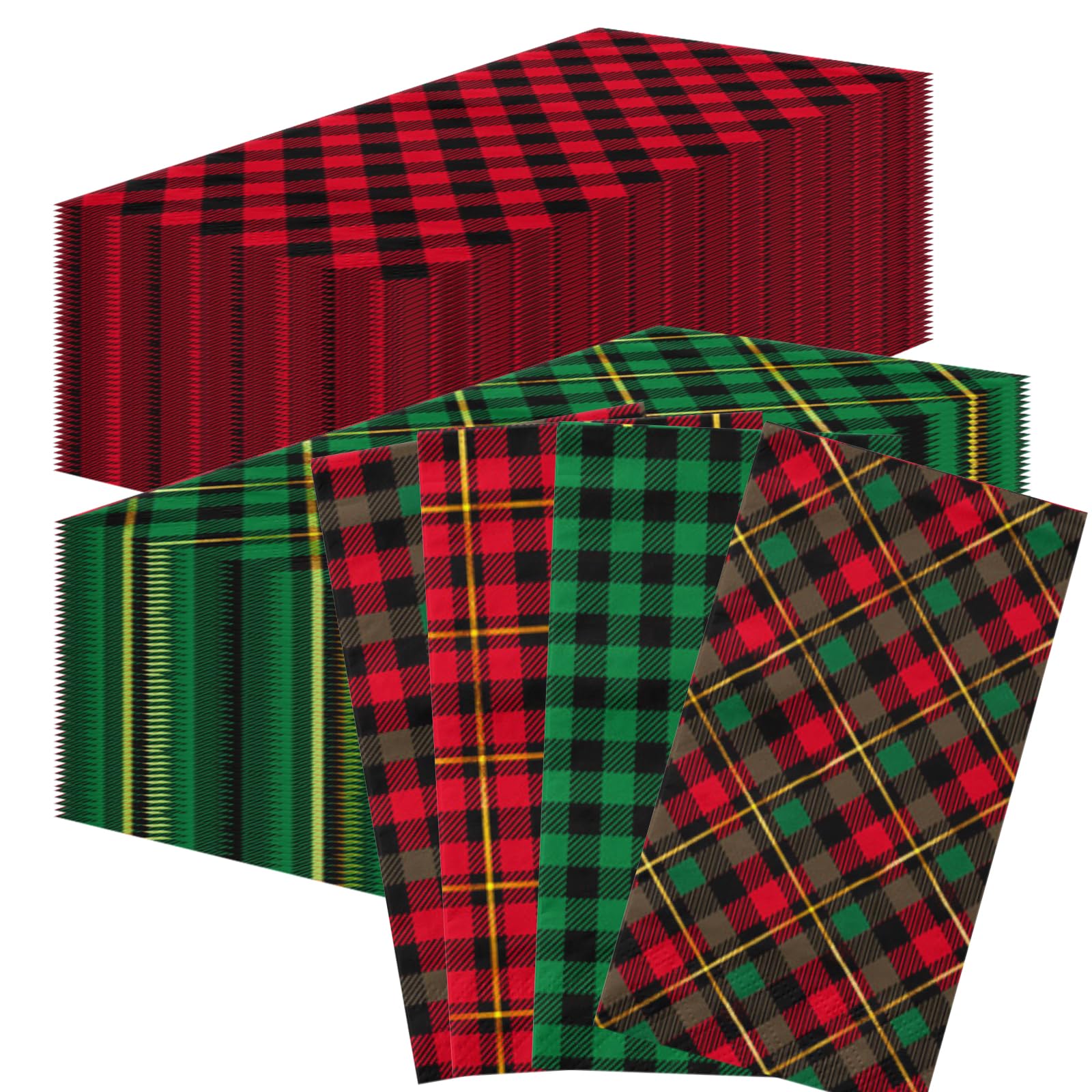 Amazon.com | Christmas Paper Napkins,40pcs Red and Green Buffalo Plaid ...