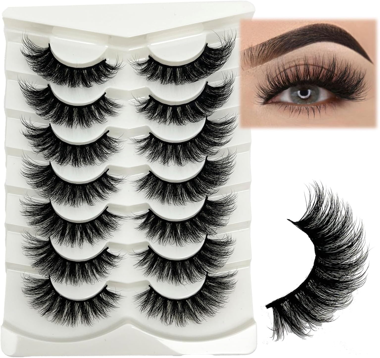 Amazon.com : loladook Cat Eye Lashes Wispy Soft 3D Mink Strip Lashes ...