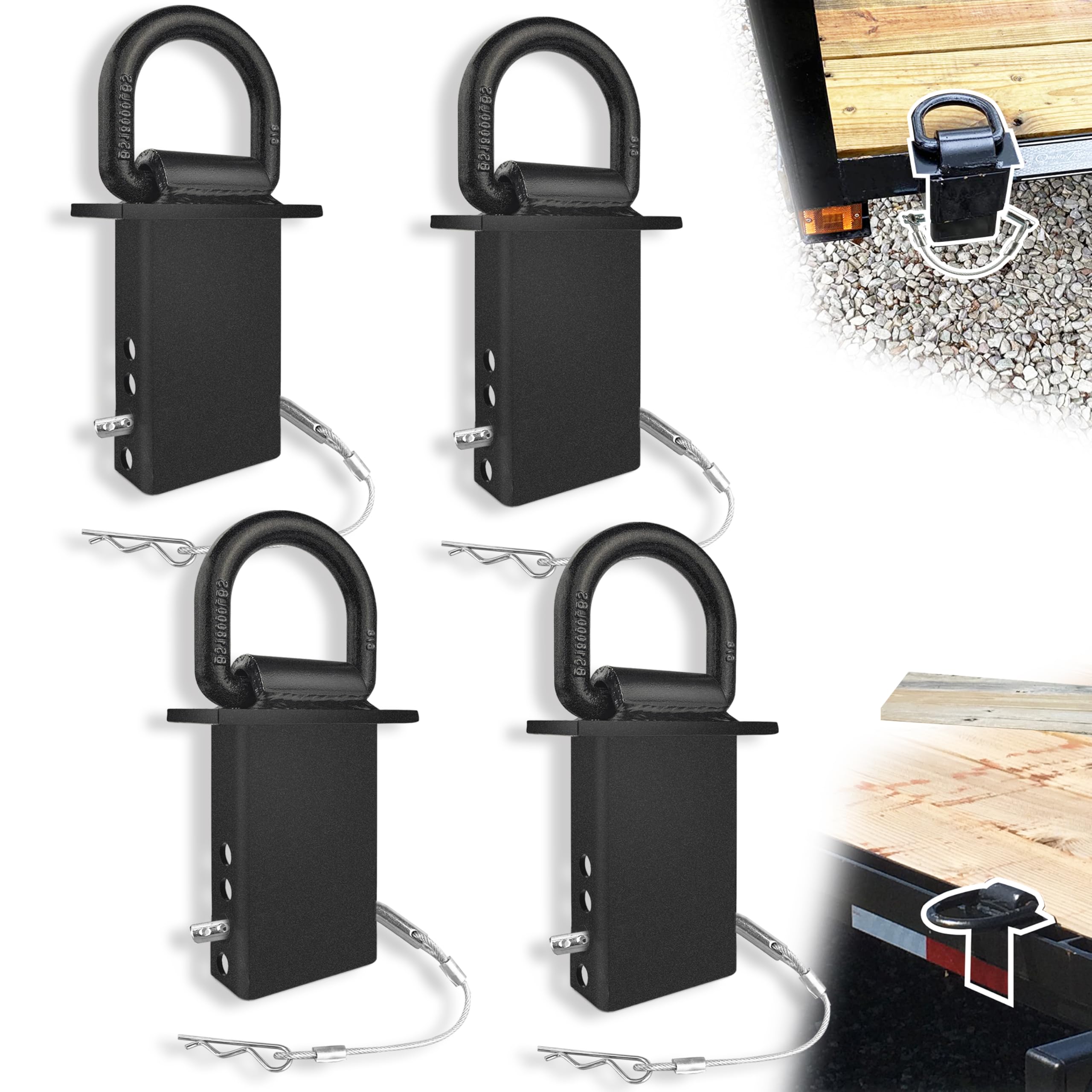 Stake Pocket D Rings 4pcs 18000lbs Heavy Duty D-Ring Tie Downs for ...