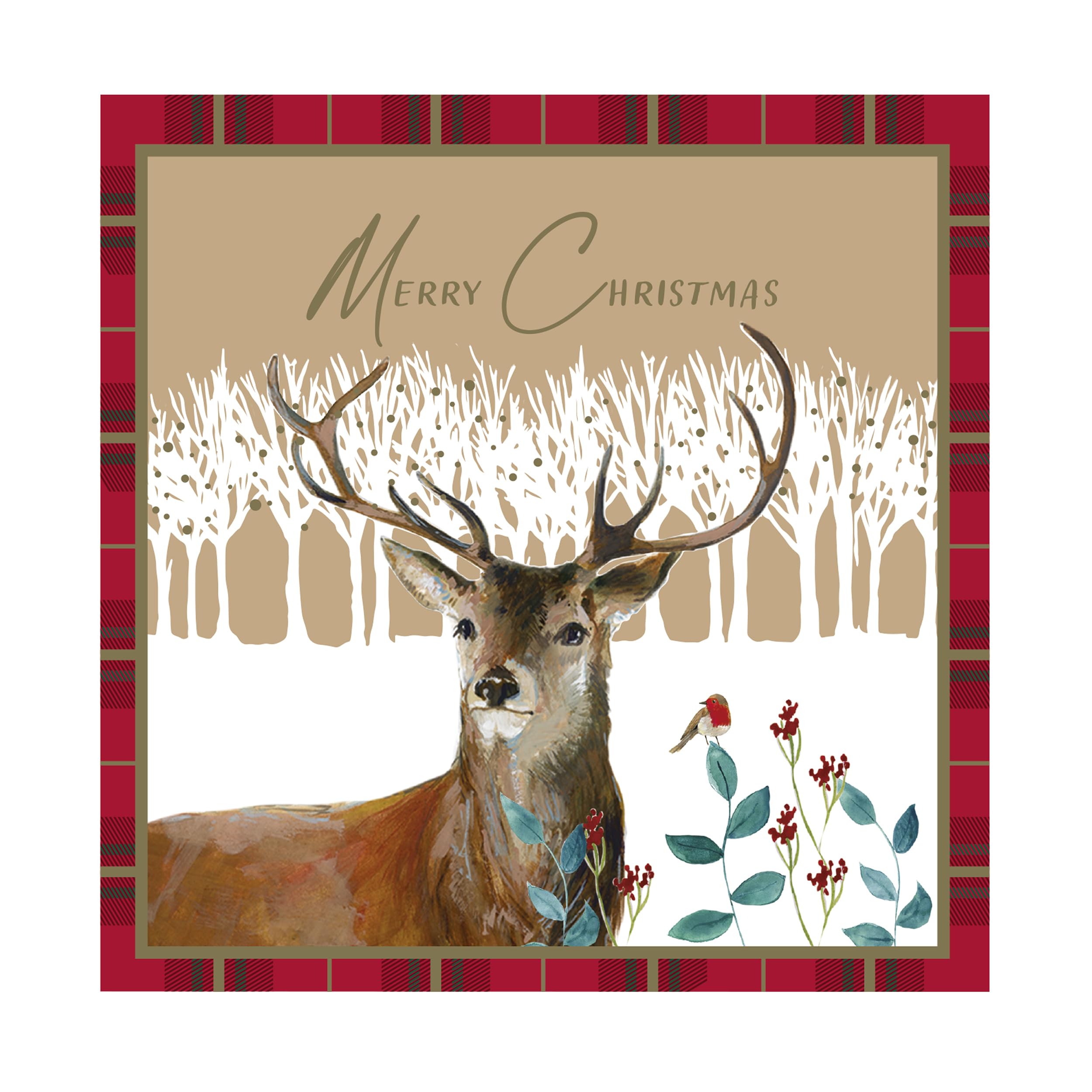Eurowrap Pack of 12 Assorted Brown Kraft Christmas Cards Xmas Tartan ...