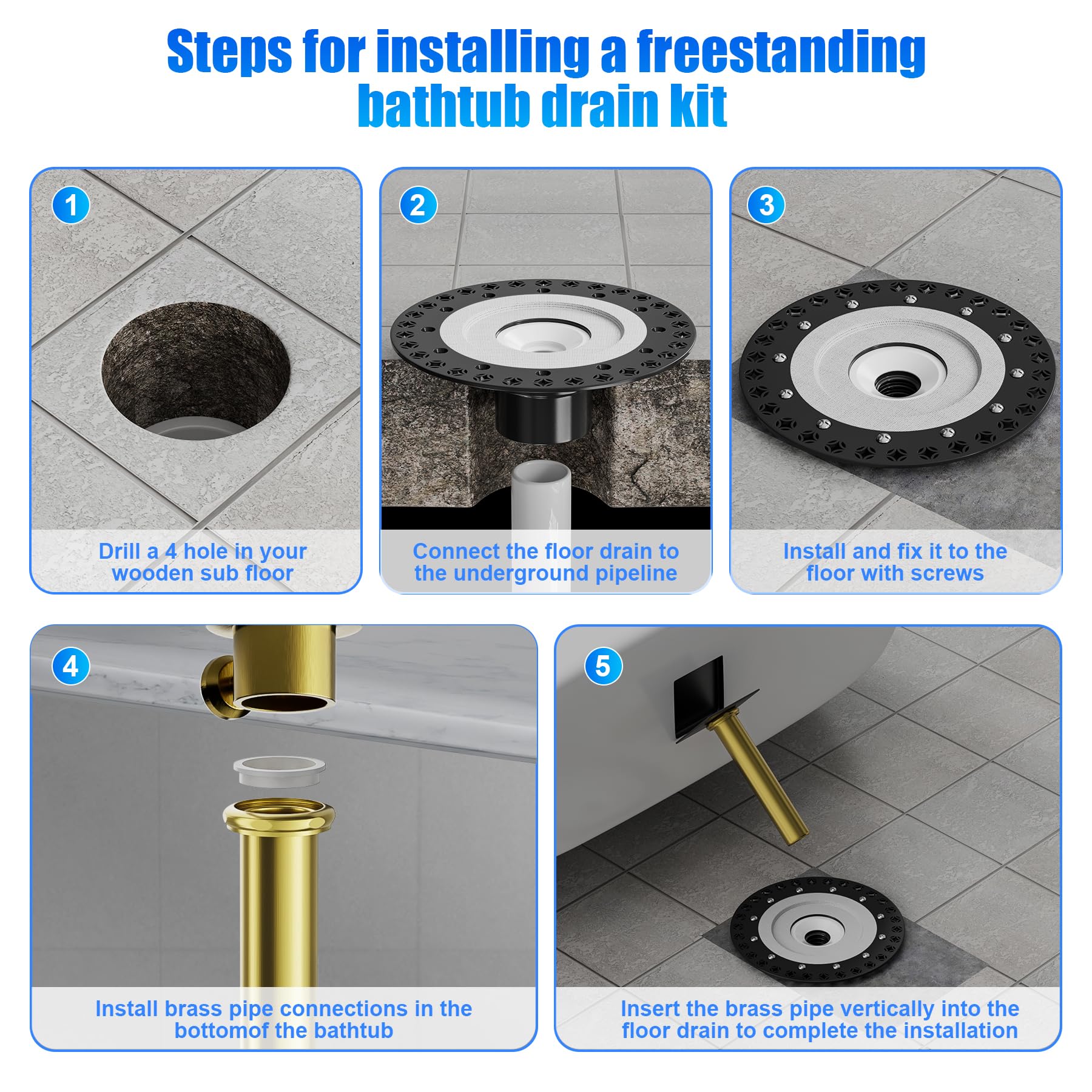 Snapklik.com : Freestanding Tub Drain Rough-in Kit For Free Standing ...
