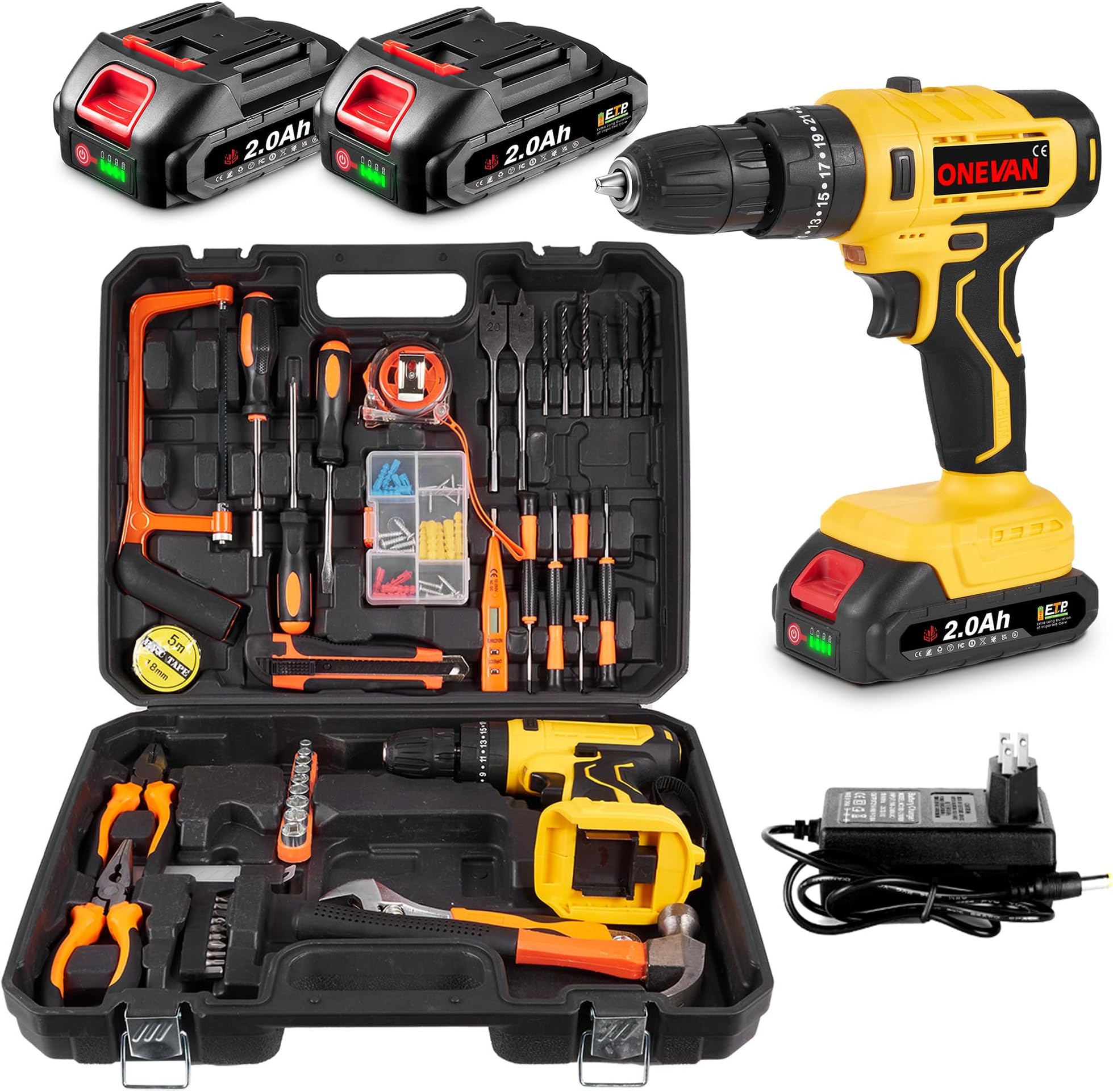 Cordless Drill Set Electric Screwdriver Set - 35 N.m Battery Drill with ...