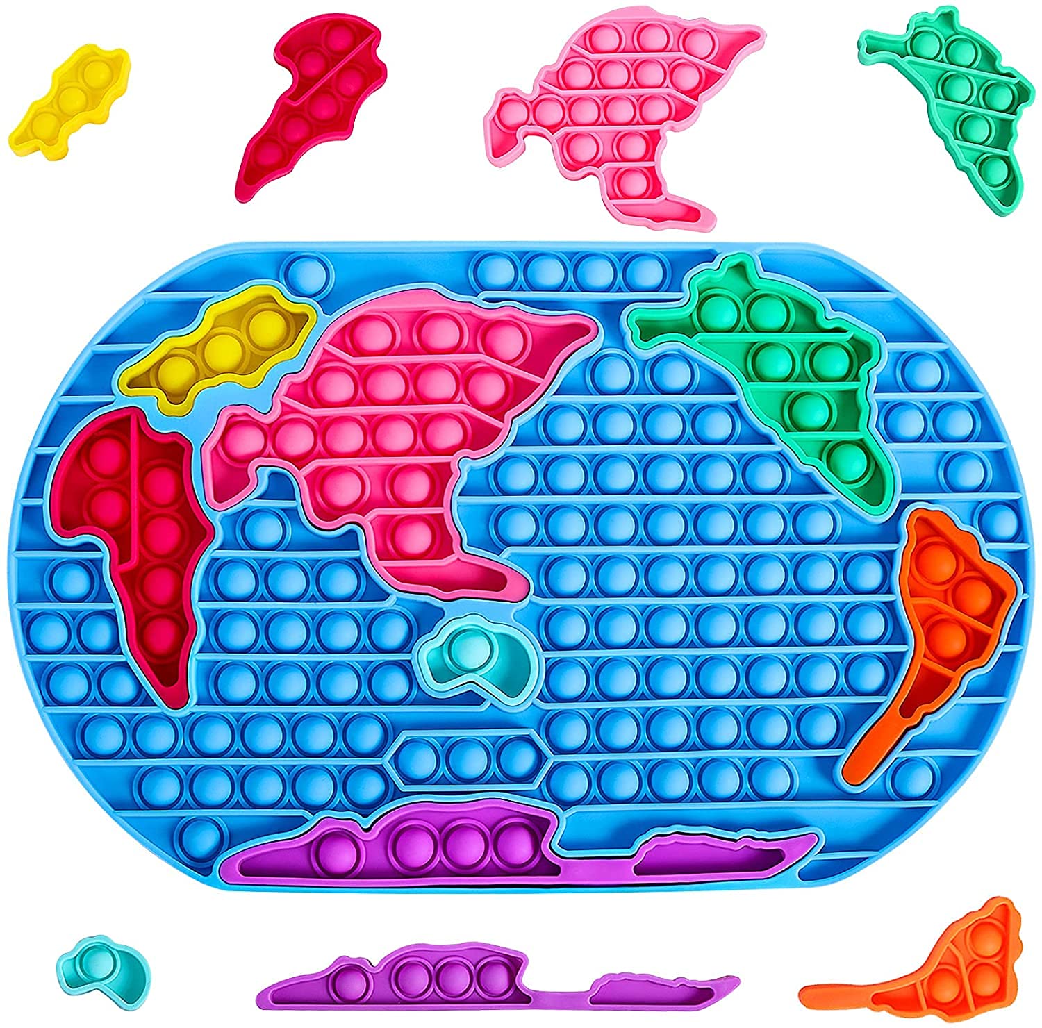 Buy Big Size Pop It Fidget Toys Educational Giant World Map Pattern ...
