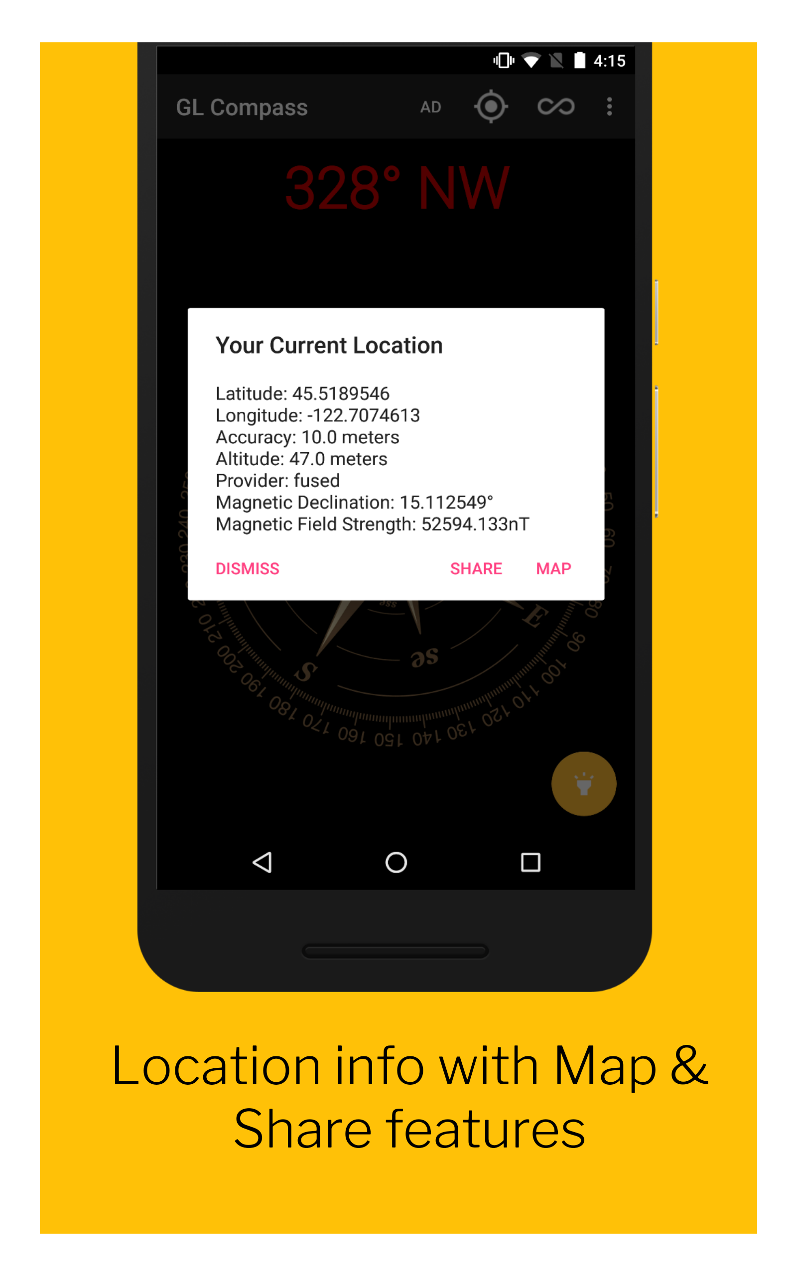 GL Compass - Smart Compass, Location, Flashlight - App on Amazon Appstore