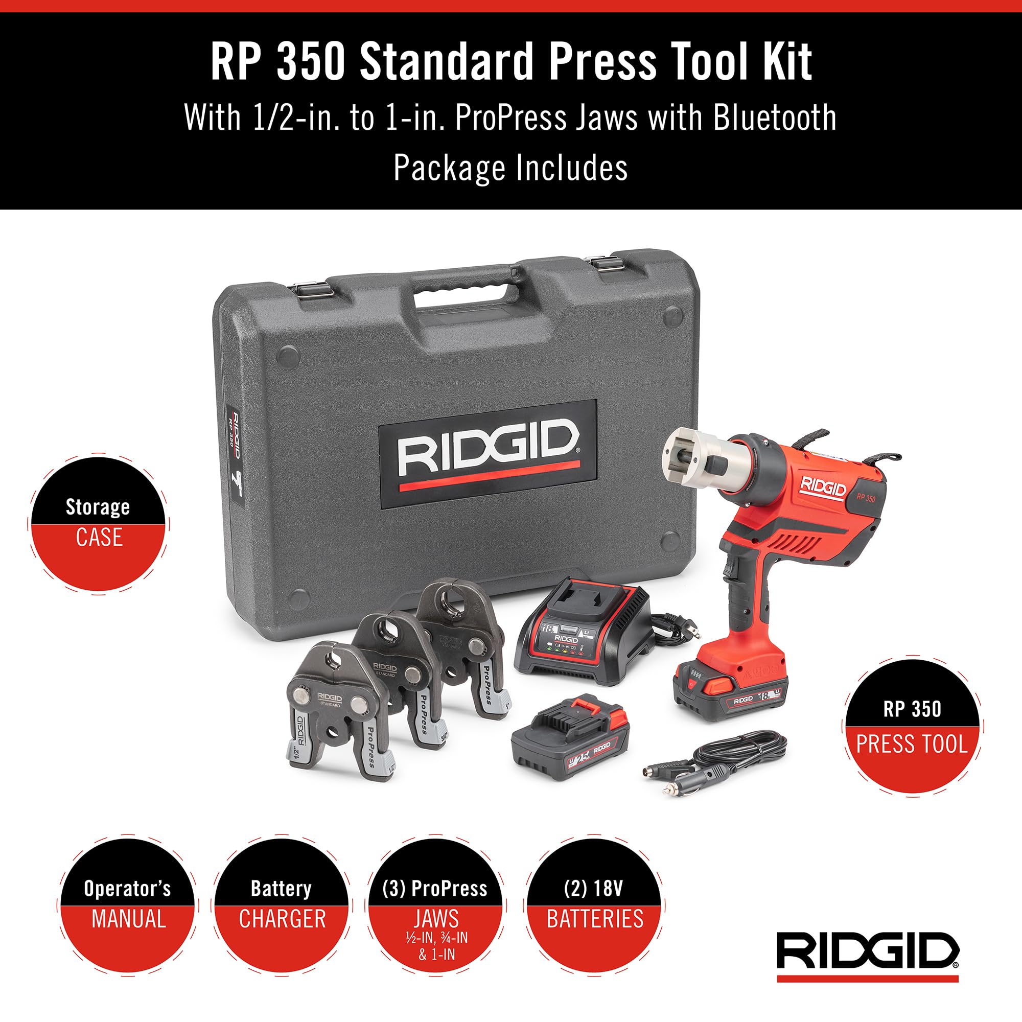 Snapklik.com : RIDGID 67058 RP 350 ProPress Pressing Tool And Battery Kit