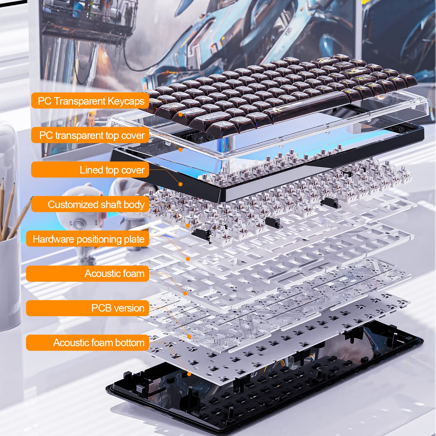 Snapklik.com : ATTACK SAHRK K75 Mechanical Keyboard, Transparent PC ...