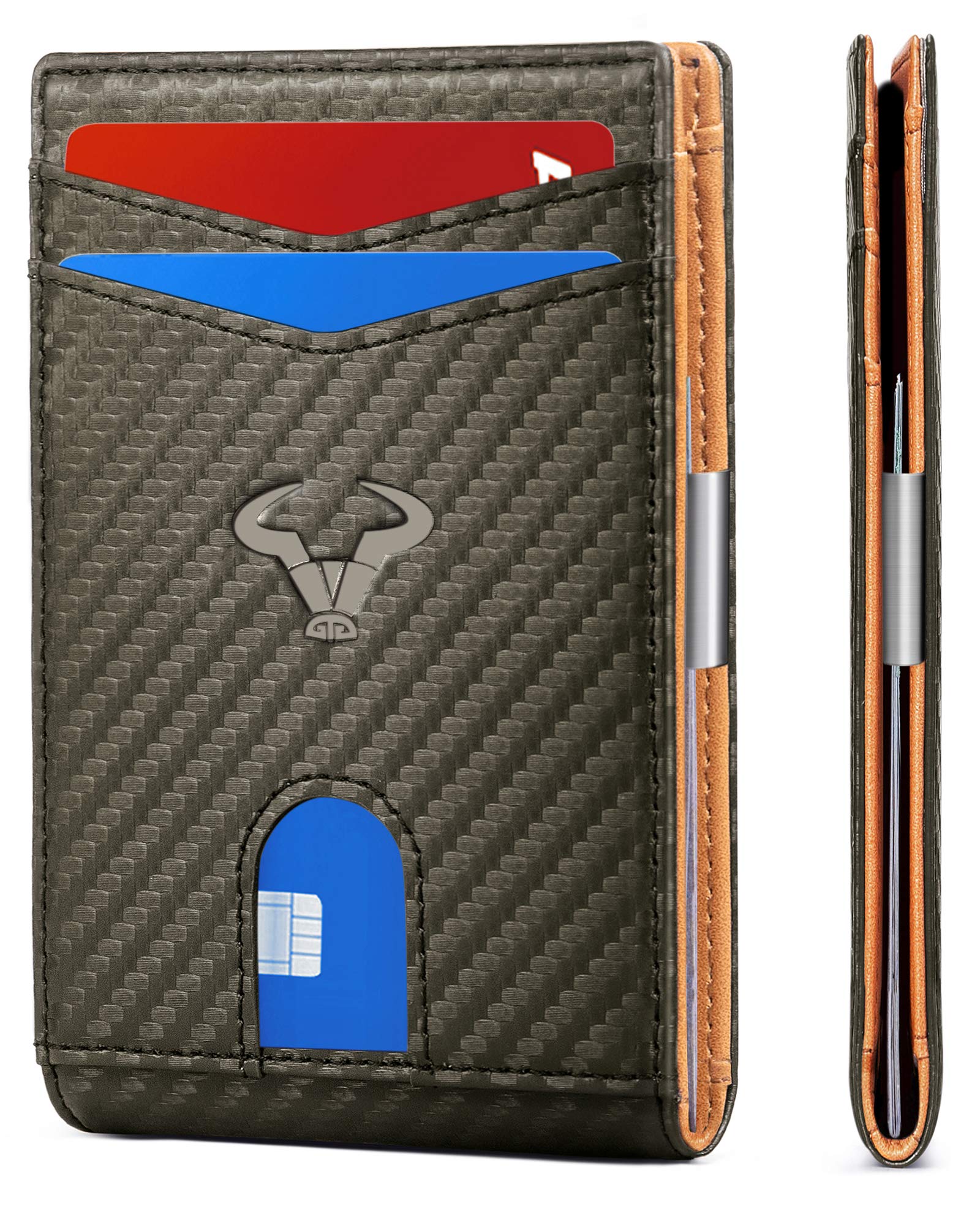Amazon.com: BULLIANT Slim Wallet Men, Leather Wallet Front Pocket Card ...