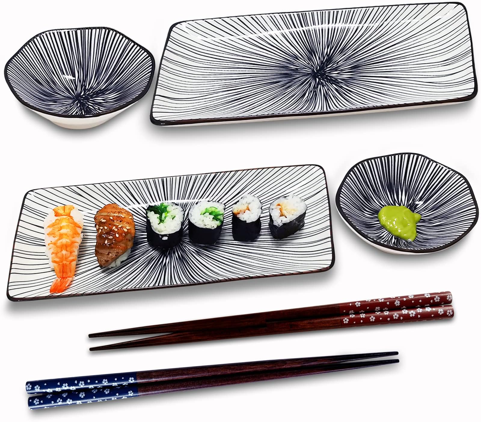 Amazon.com | Blue Splash Sushi for 2: Sushi Plates: Sushi Plates