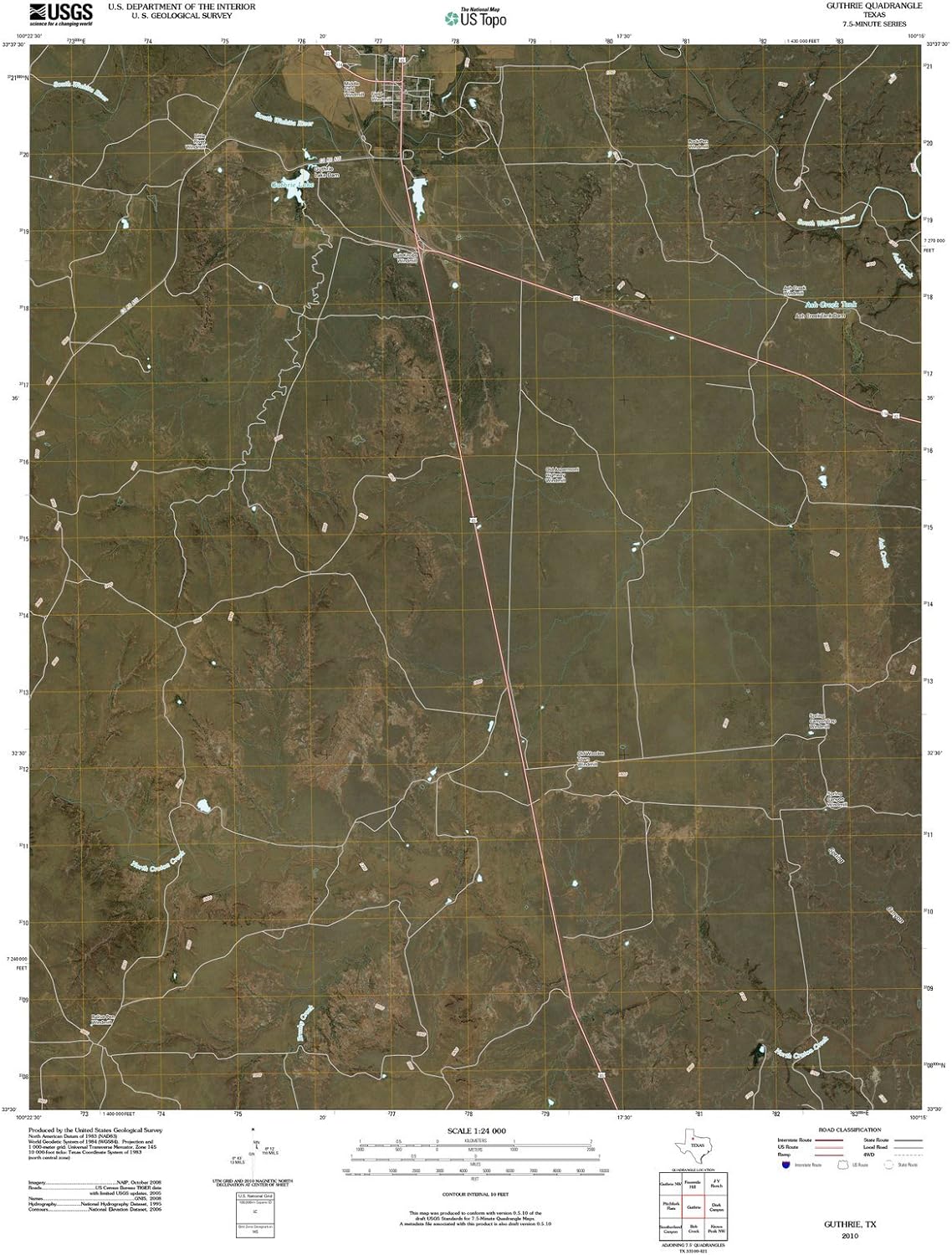 Amazon.com: Texas Maps - 2010 Guthrie, TX - USGS Historical Topographic ...