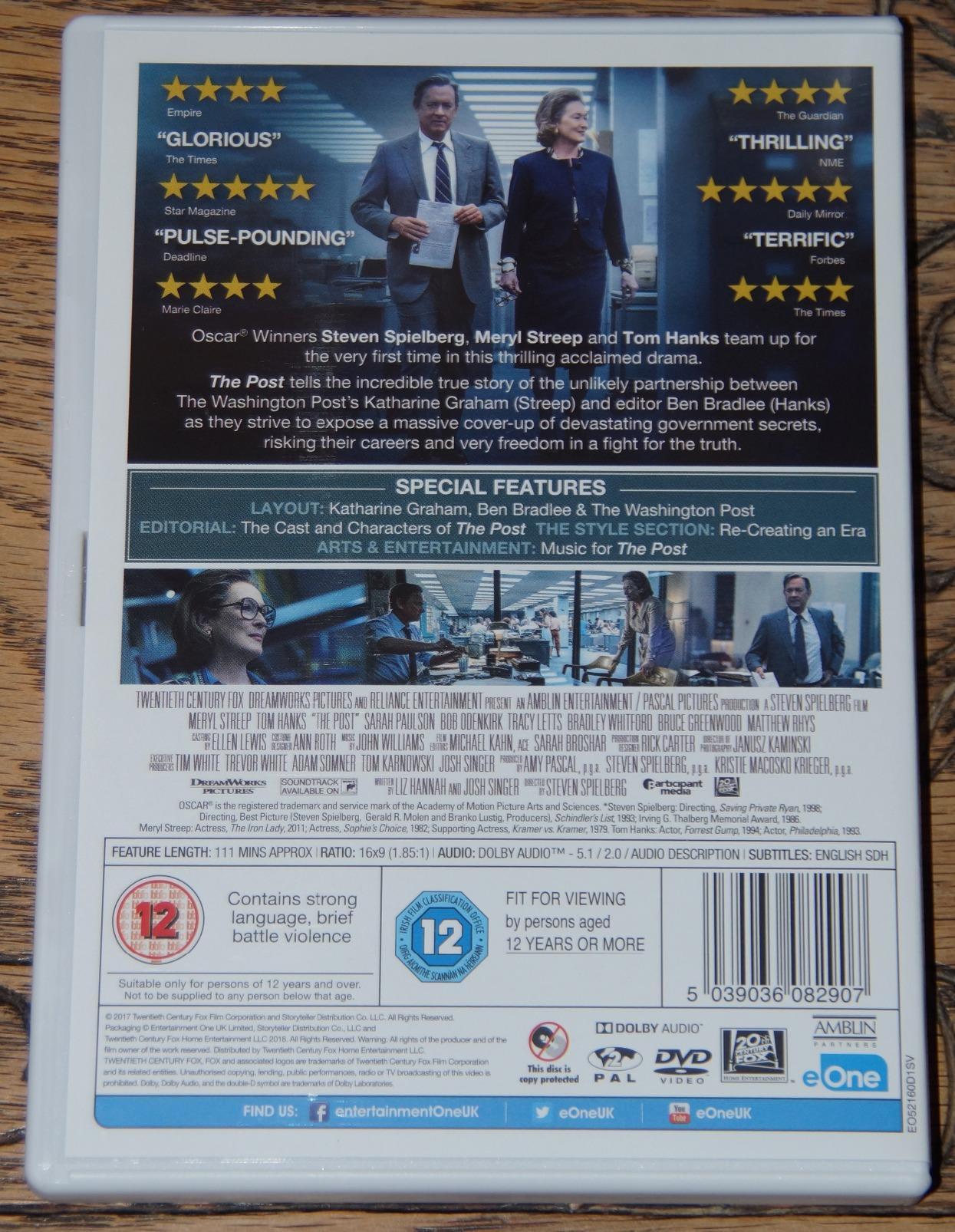 The Post [DVD] [2018]: Amazon.co.uk: Meryl Streep, Tom Hanks, Sarah ...