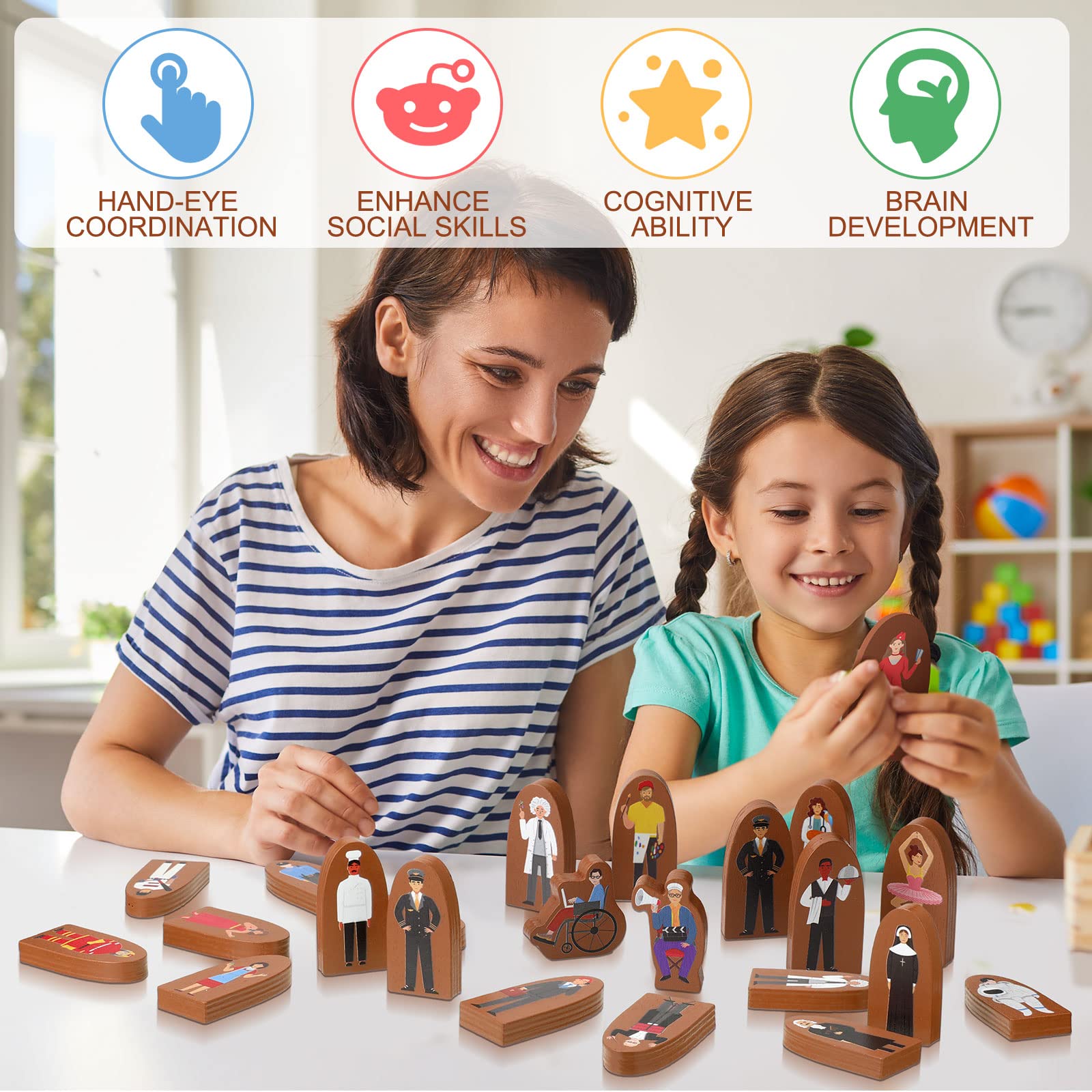 Snapklik.com : Qunclay Set Of 30 Wooden Community Helpers Toys ...