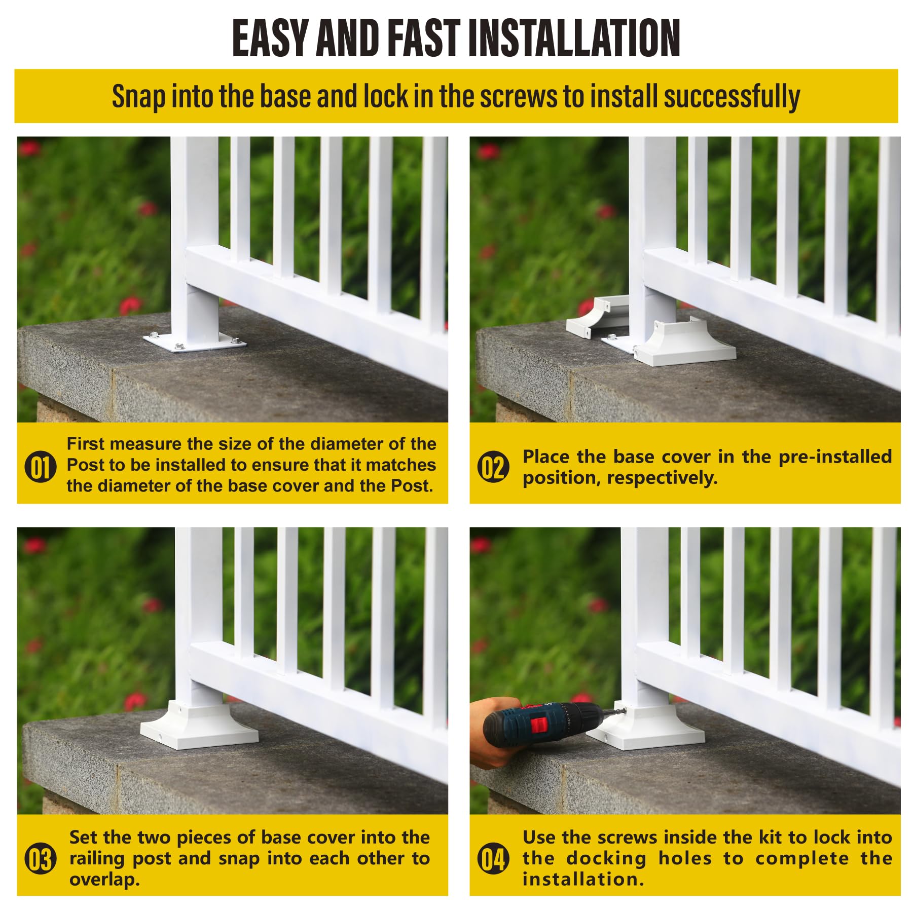 Snapklik.com : Epcee 8pcs Post 2" Aluminum Deck Post Base Cover, Post ...