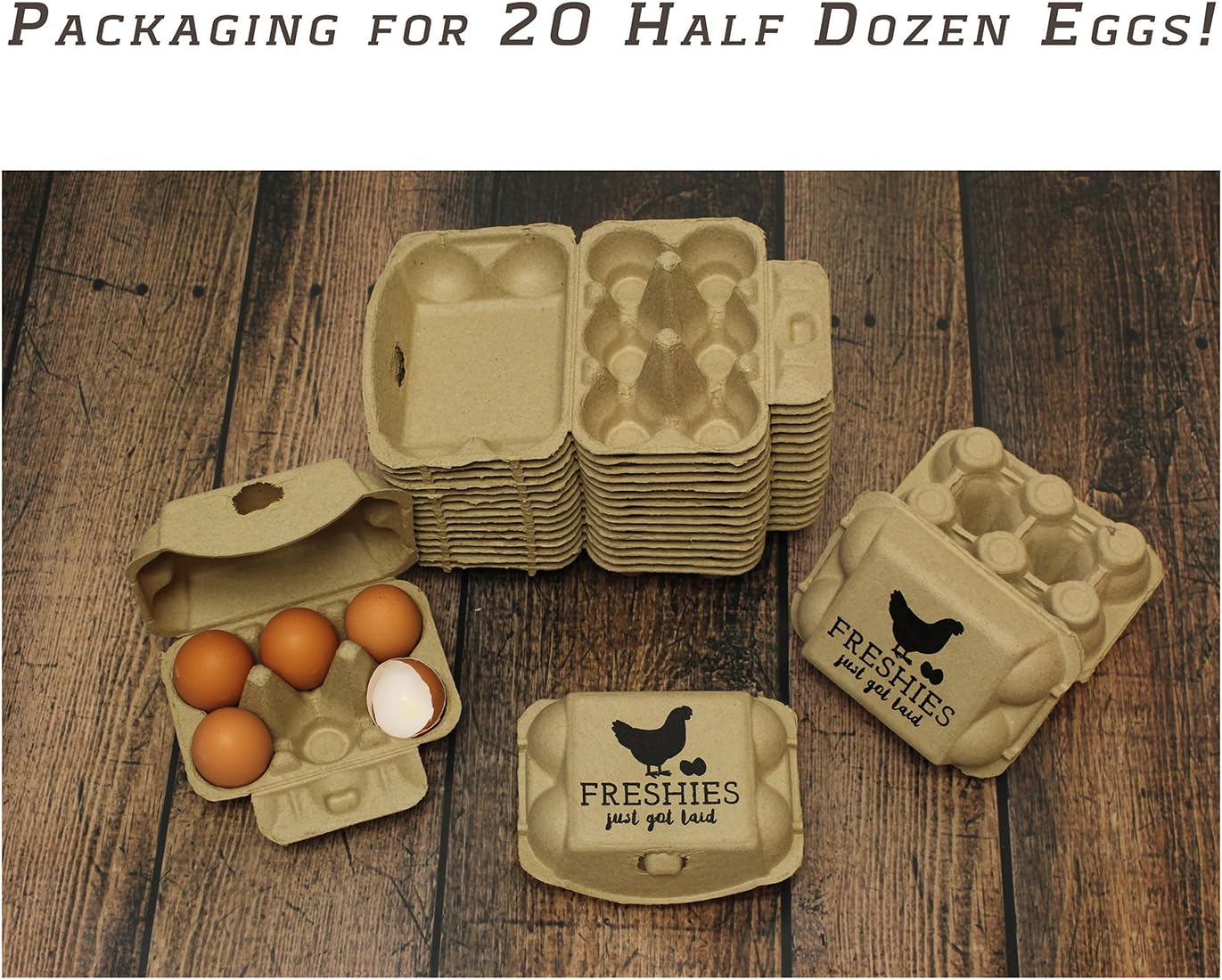 20 Pack Biodegradable Chicken Egg Cartons - Farm Freshies Holders in ...
