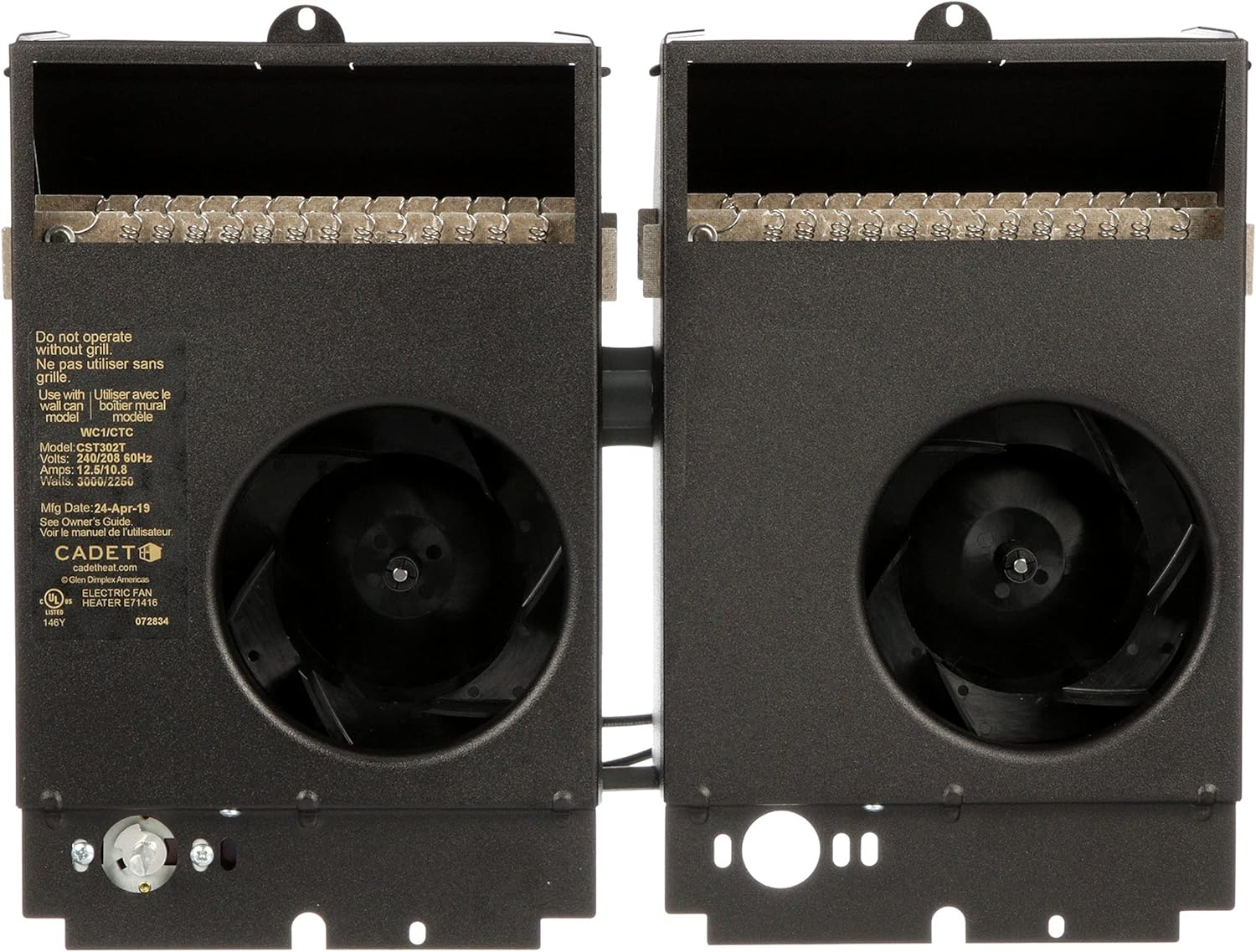 Cadet Com-Pak Twin Electric Wall Heater with Thermostat, Assembly Only ...